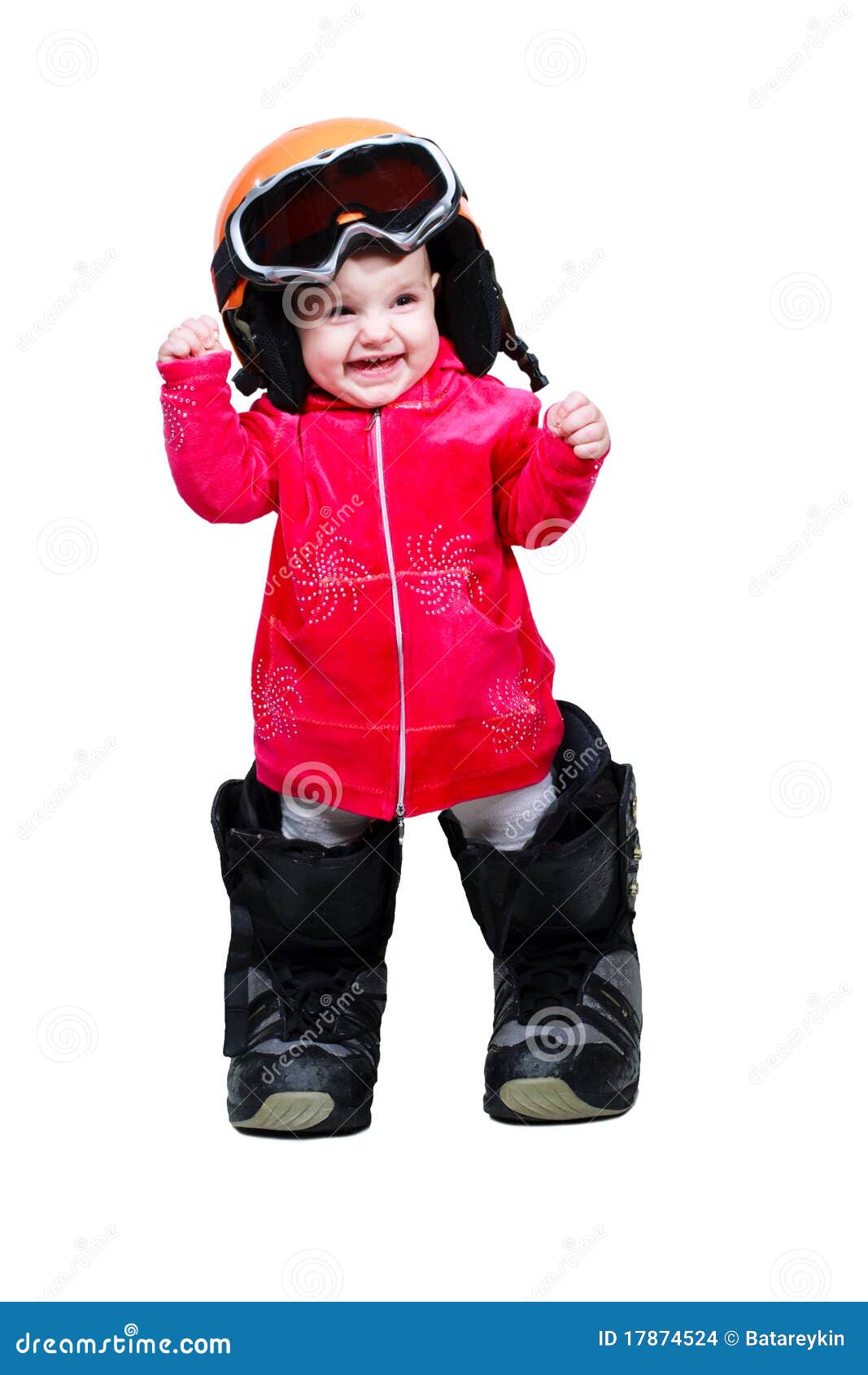 Baby in Clothes Snowboarder in Goggles Stock Photo - Image of white ...