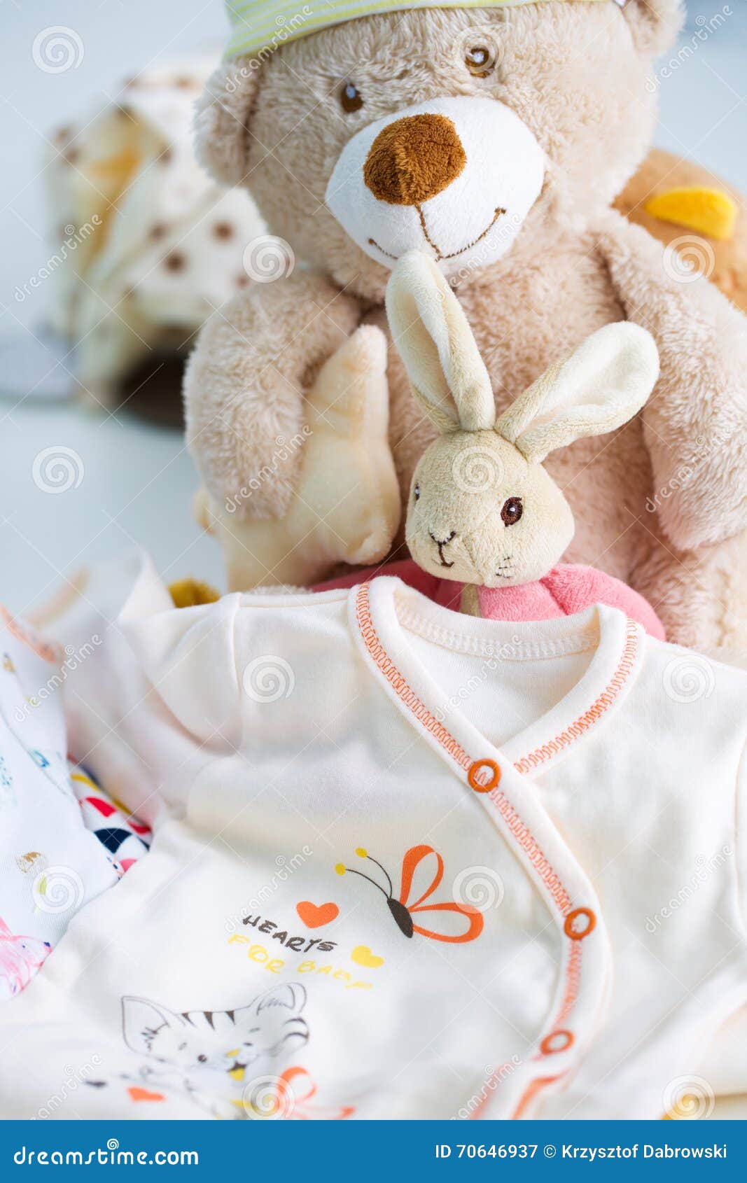 Baby clothes and toys stock image. Image of brown, background - 70646937