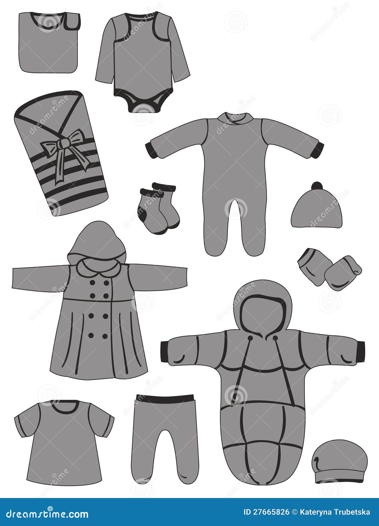 Baby Clothing Design Template. Flat Sketches Technical Drawings Vector ...