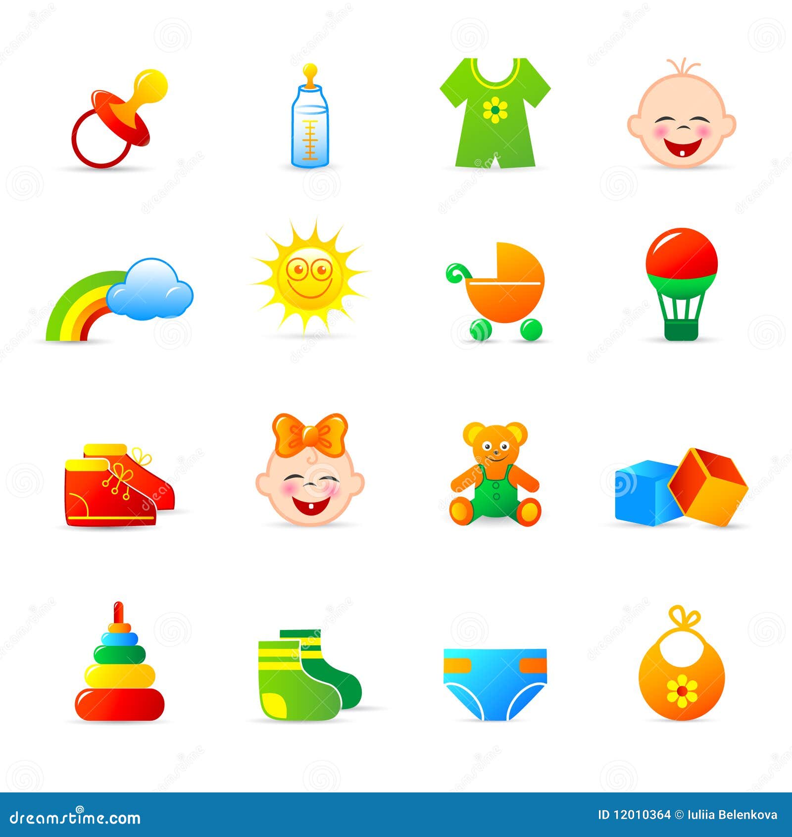 Baby Clothing and Accessories Icons Stock Vector - Illustration of ...