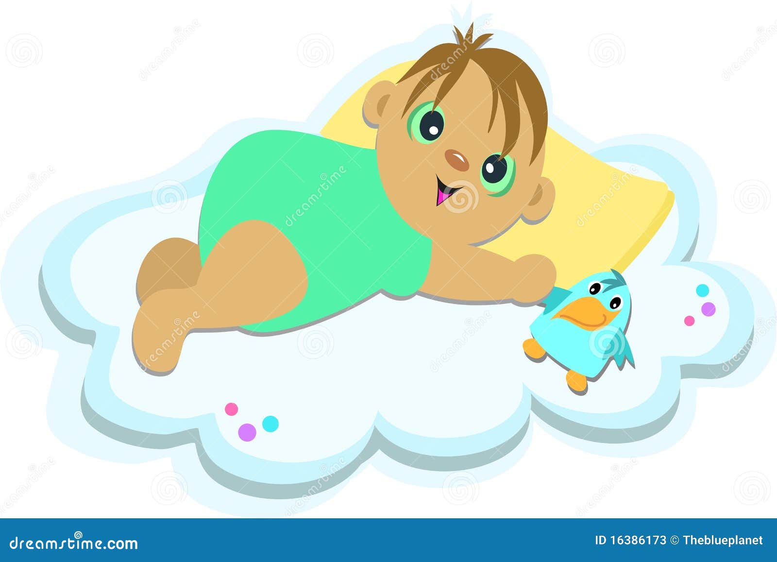 Baby on a Cloud stock vector. Illustration of cute, feather - 16386173