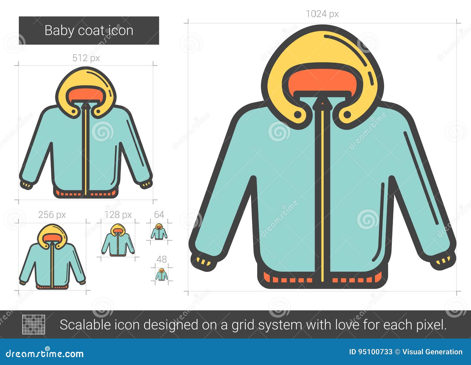 Baby coat line icon. stock vector. Illustration of clothing - 95100733
