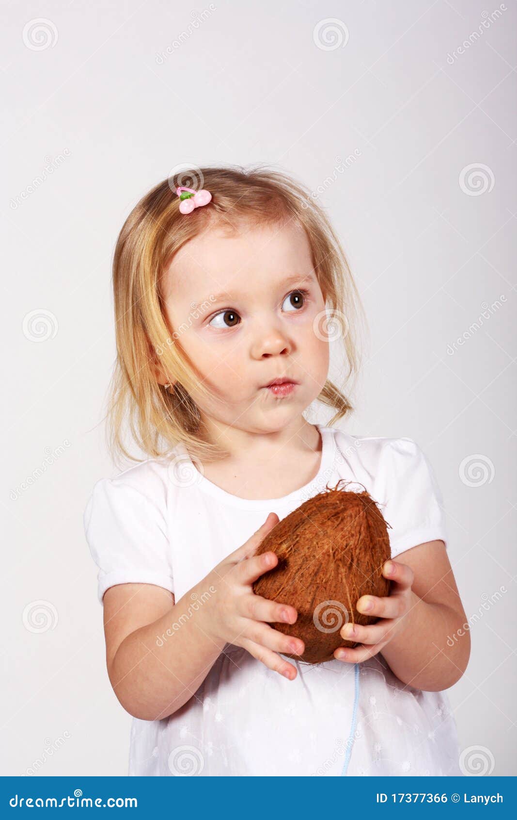 Baby with coconut stock photo. Image of girl, cute, happiness - 17377366