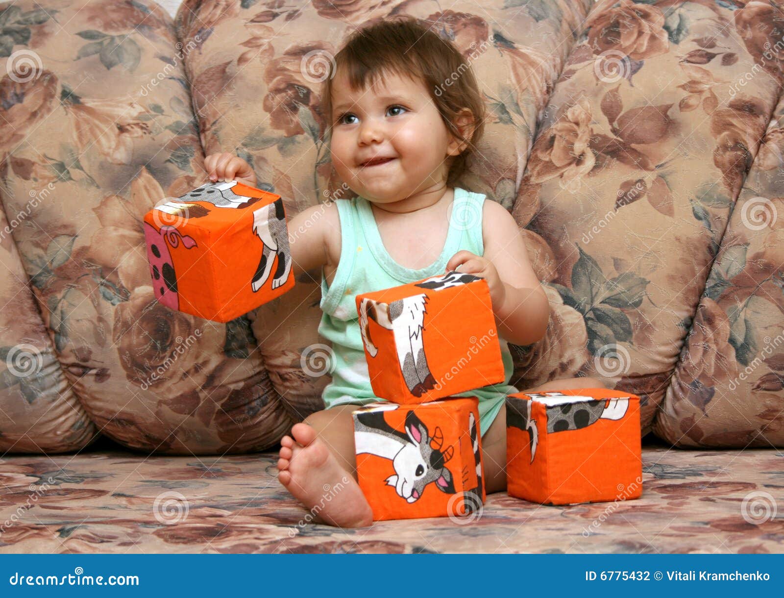 Baby with color blocks stock photo. Image of playing, cute - 6775432