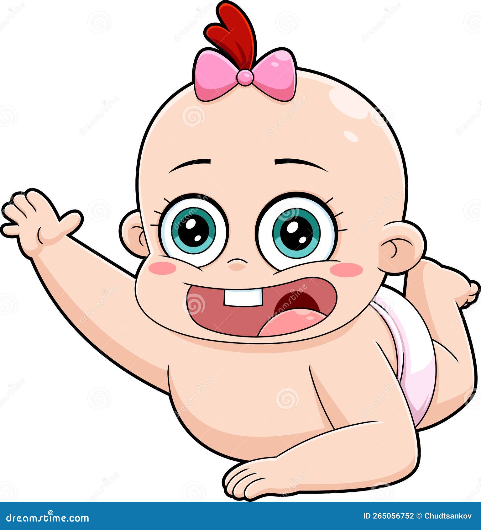 Cute Baby Girl Cartoon Character Crawling Stock Vector - Illustration ...