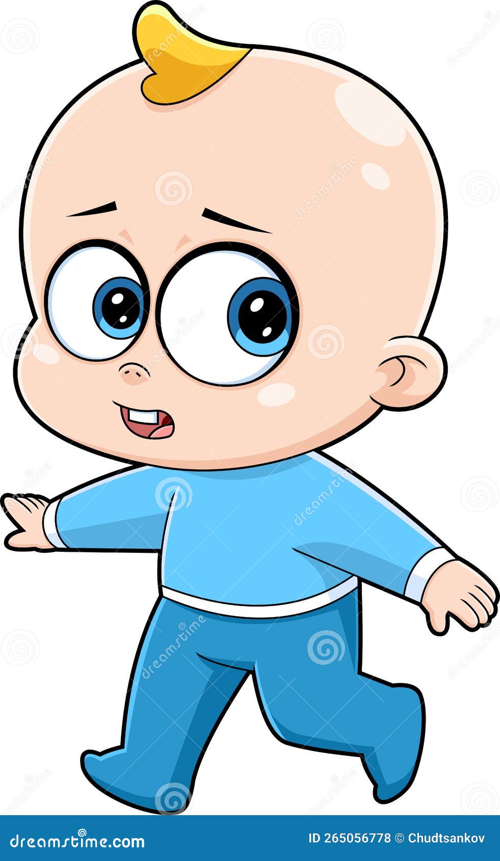 Cute Baby Boy Cartoon Character Takes First Steps Stock Vector ...