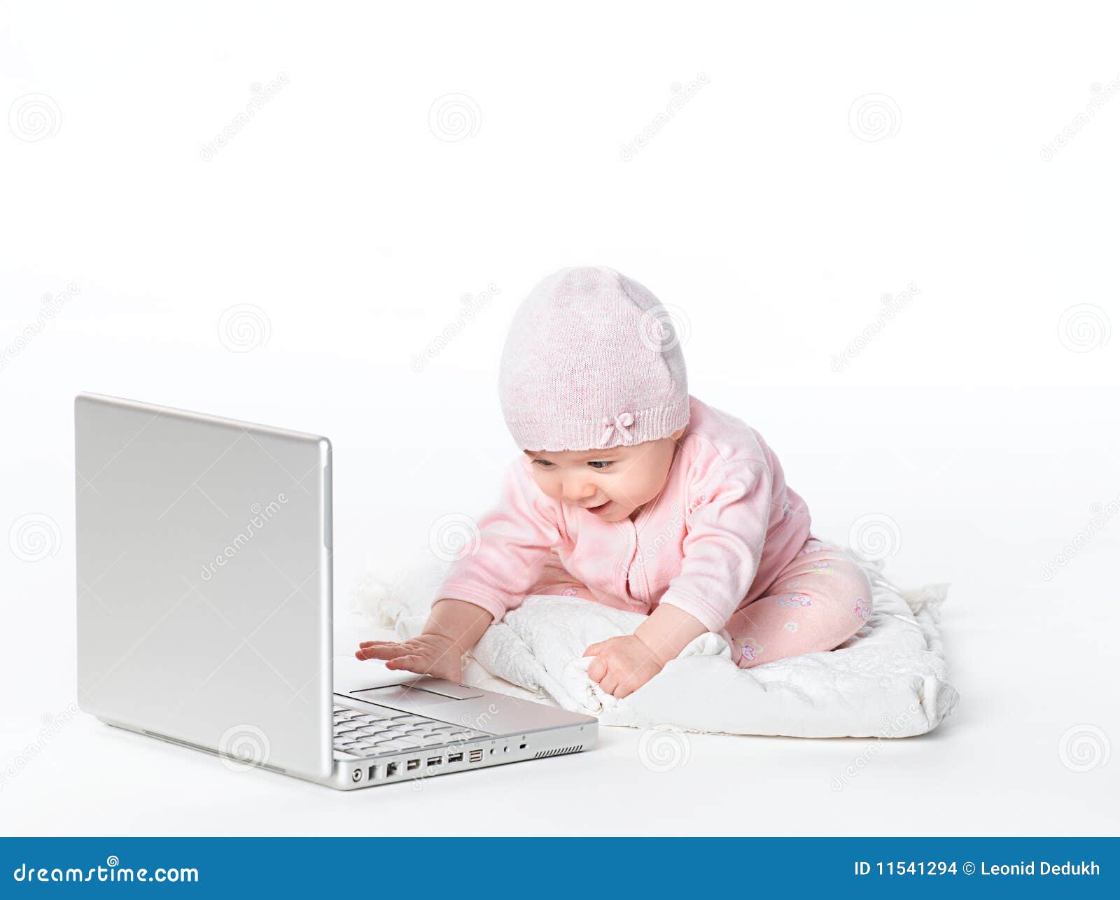 Baby with computer stock photo. Image of monitor, childhood - 11541294