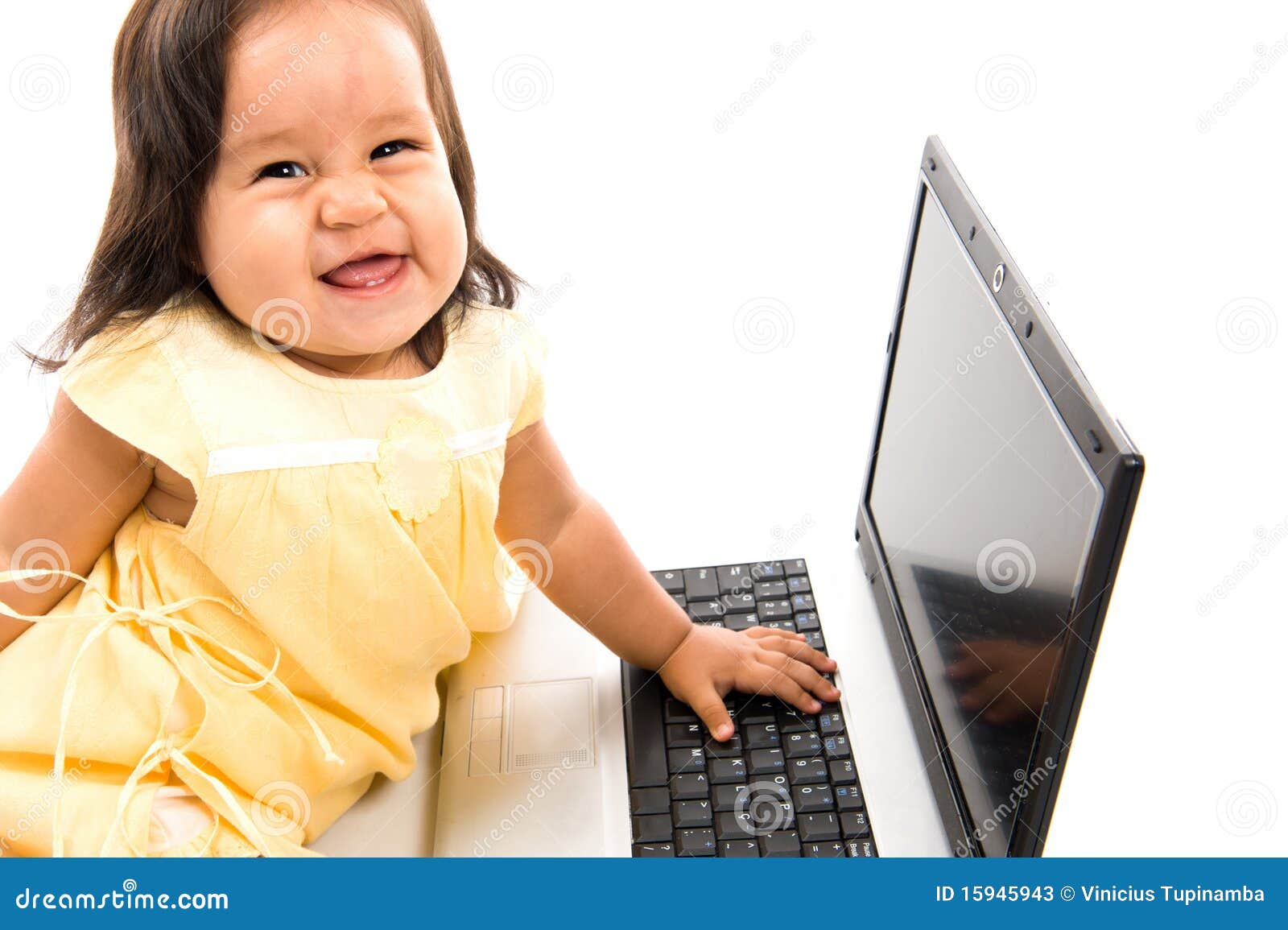 Baby and Computer stock image. Image of kids, adorable - 15945943