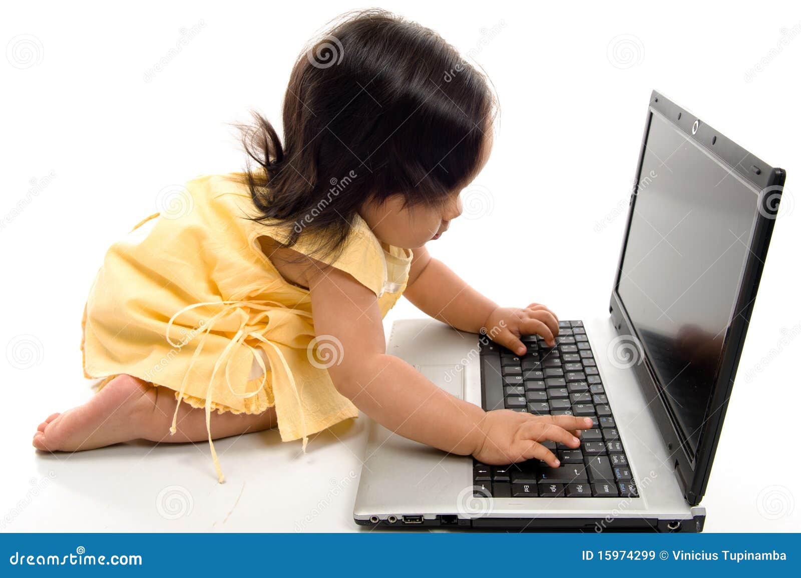 Baby and Computer stock image. Image of concentrate, notebook - 15974299