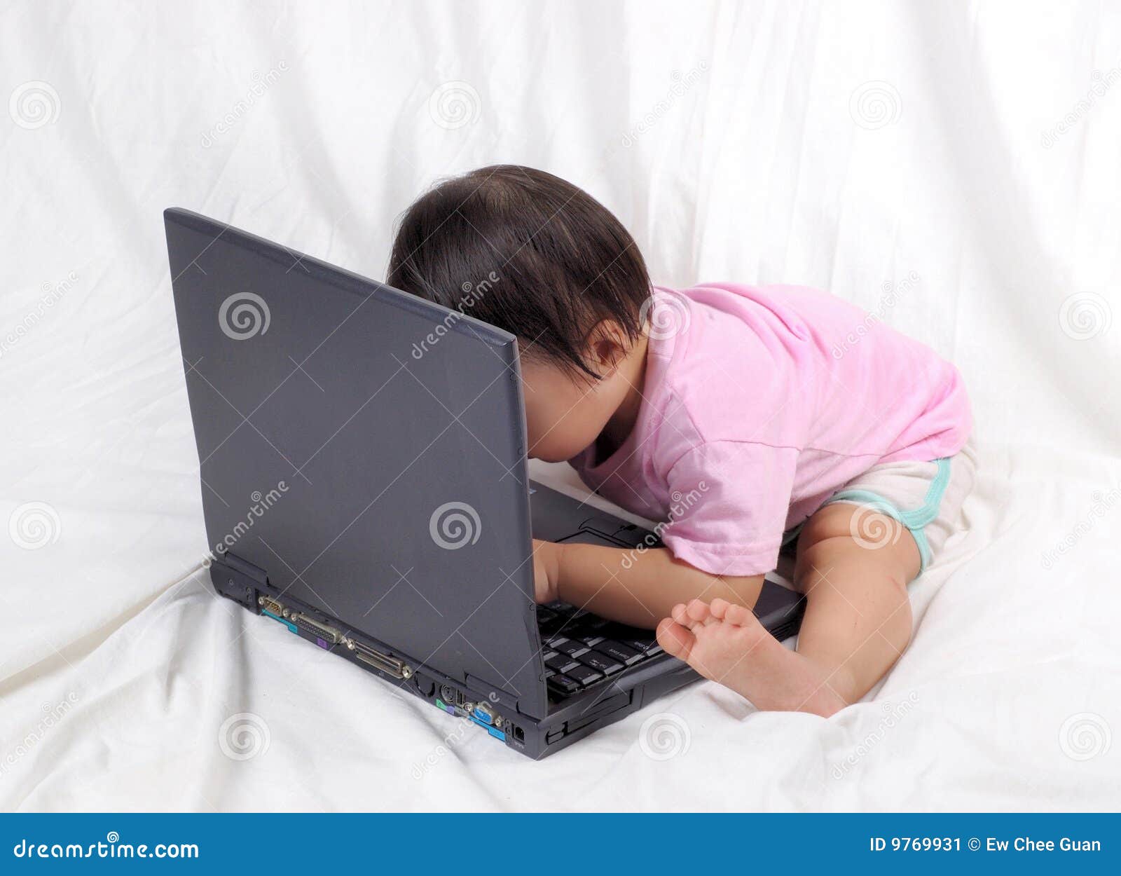 Baby and computer stock image. Image of sweet, keyboard - 9769931