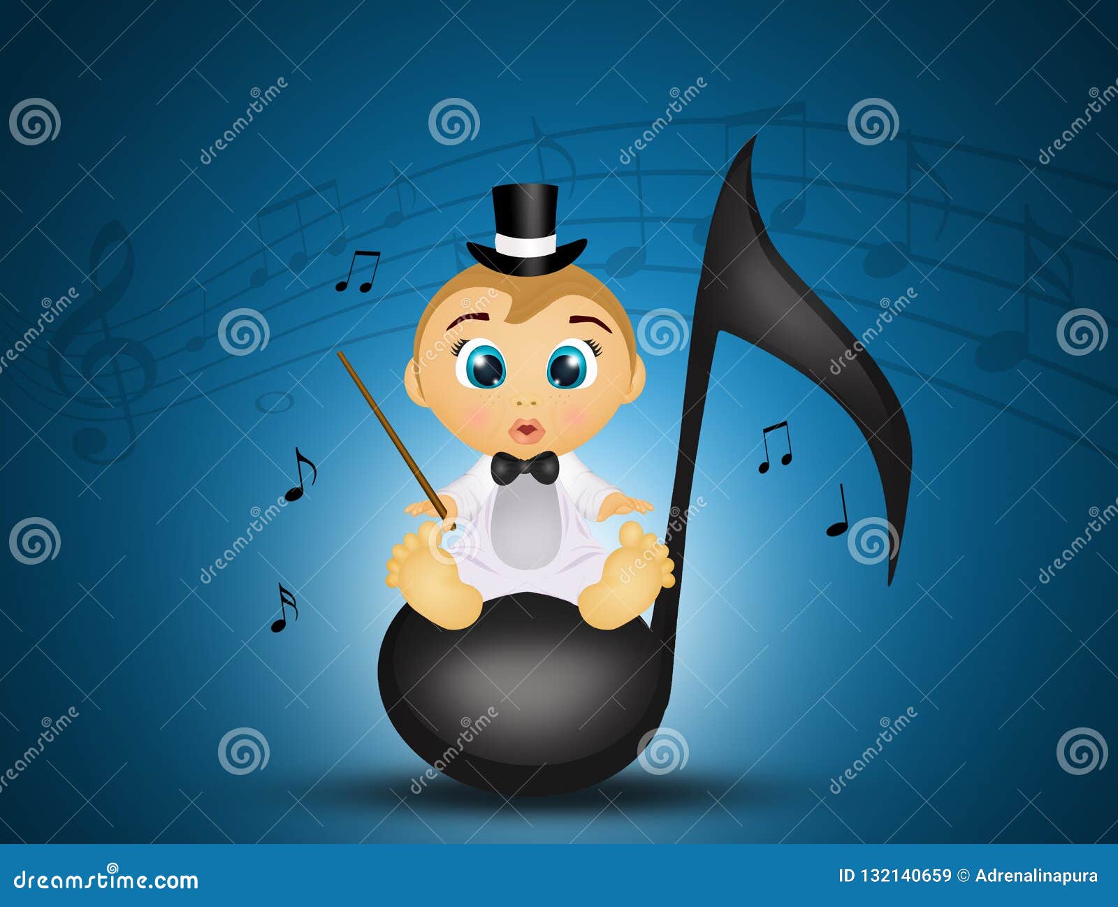 Baby Conductor on Musical Note Stock Illustration - Illustration of ...