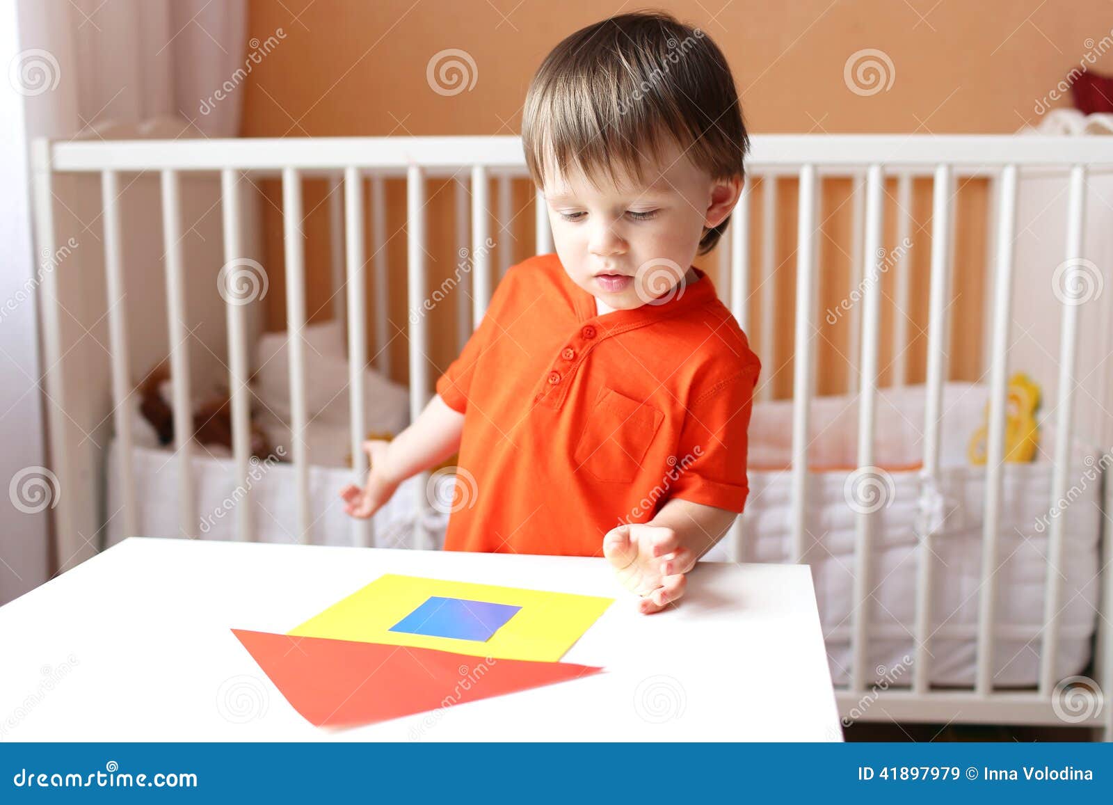 Baby Constructing House of Paper Details Stock Image - Image of ...