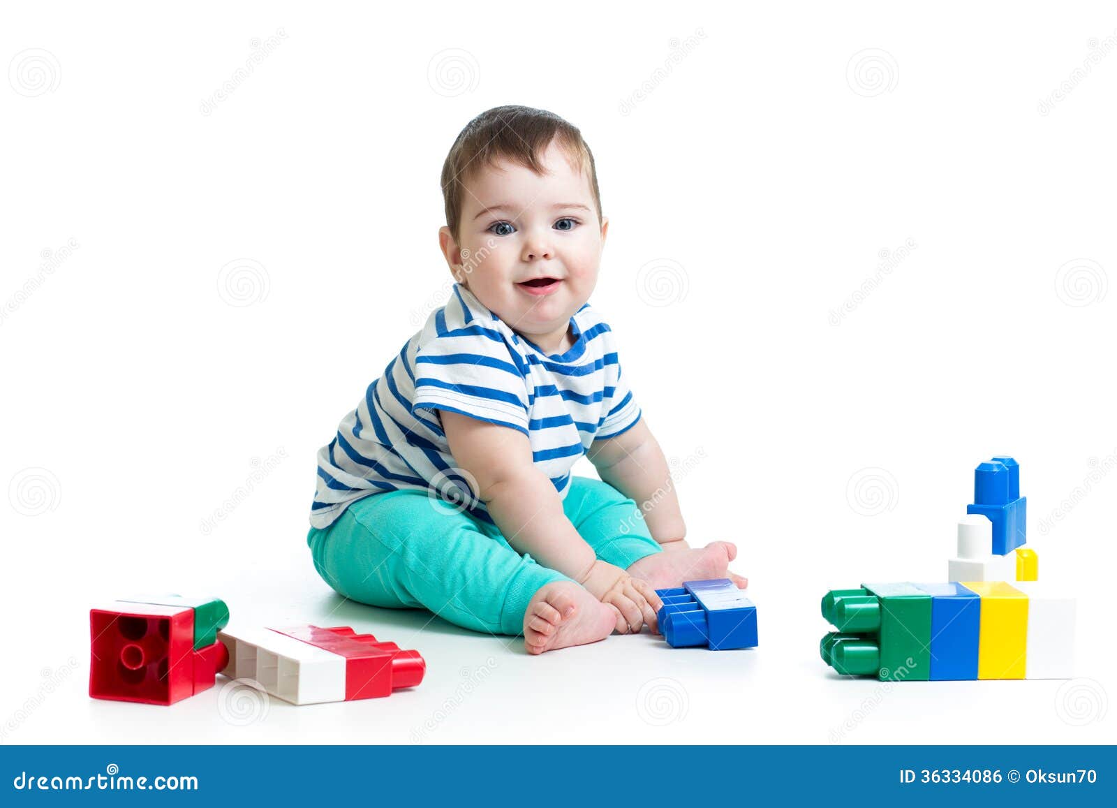 Baby with construction set stock photo. Image of positive - 36334086