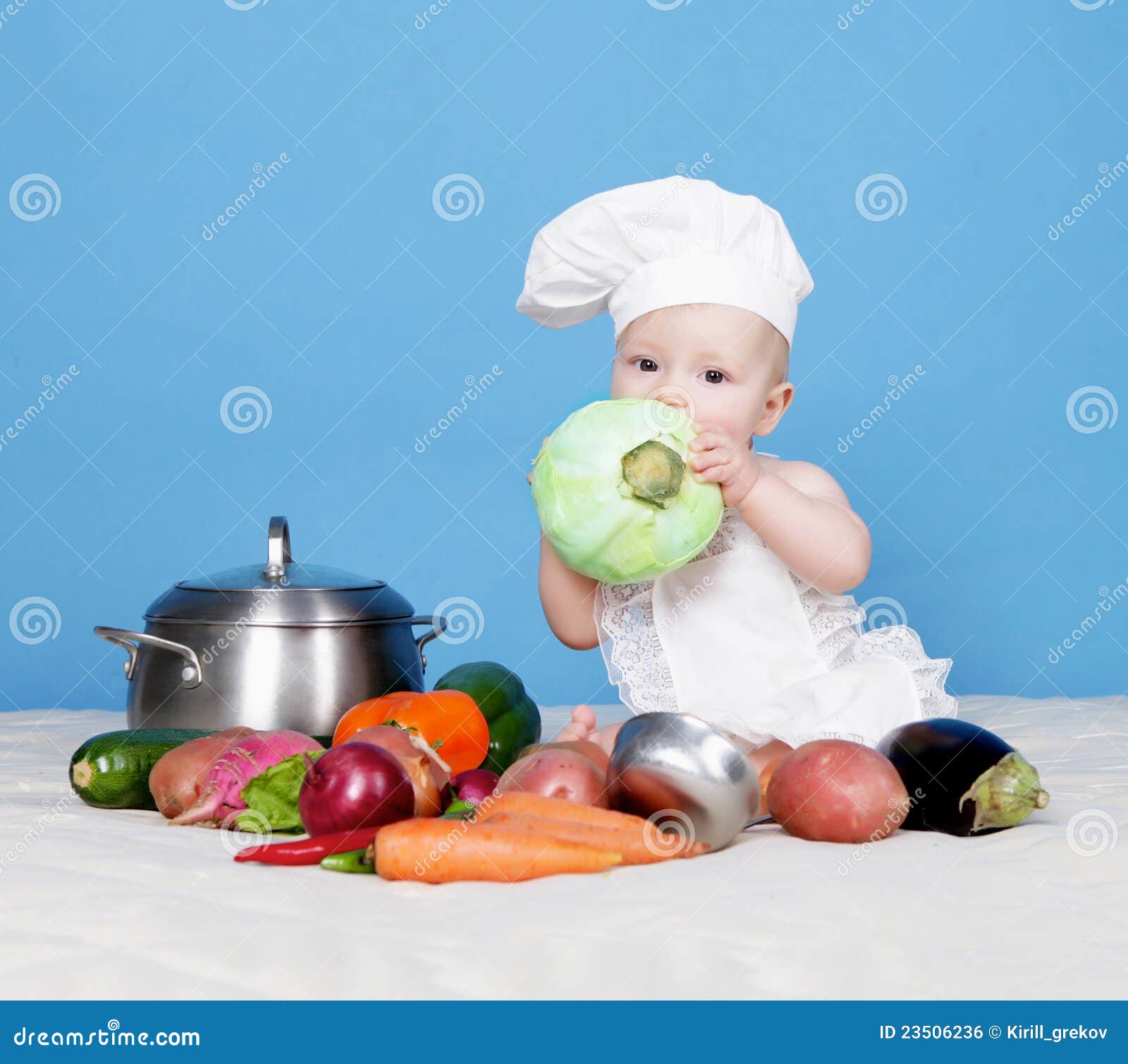 Baby cook stock photo. Image of adorable, leaves, kitchen - 23506236