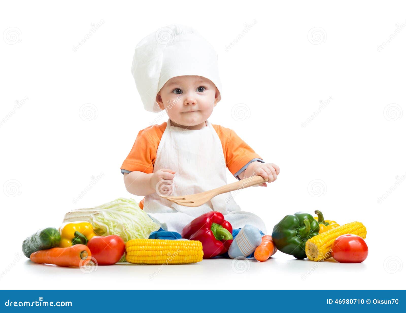 Baby Cook with Fresh Vegetables Stock Photo - Image of concept ...
