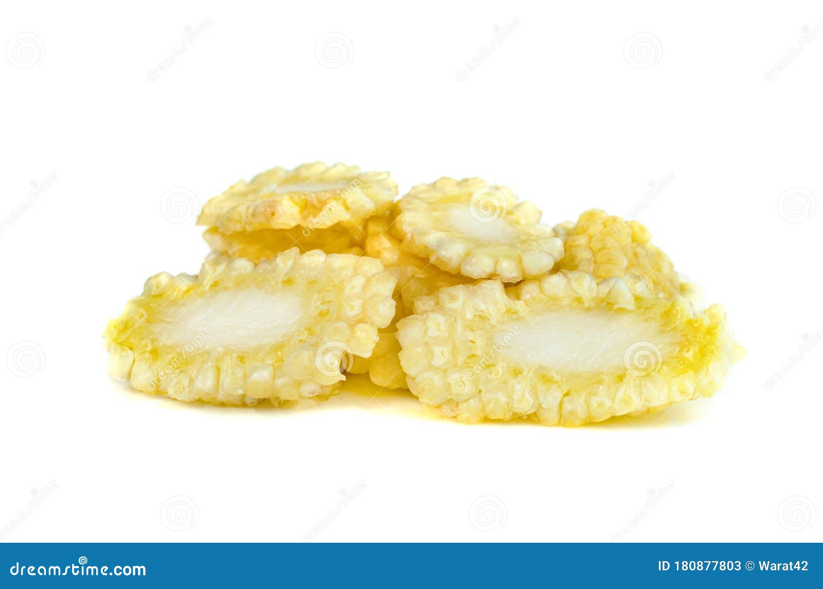Baby Corn Sliced Isolated on White Background Stock Image - Image of ...