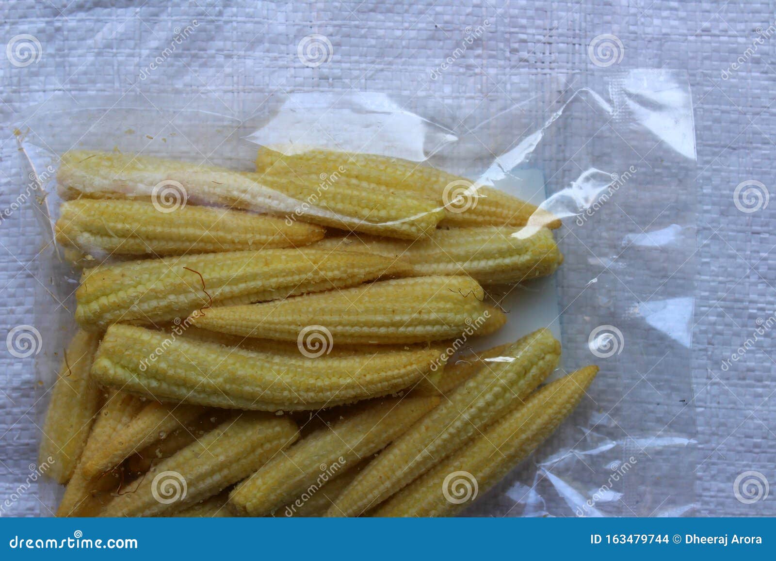 Baby Corns Inside a Transparent Plastic Packet Stock Photo - Image of ...