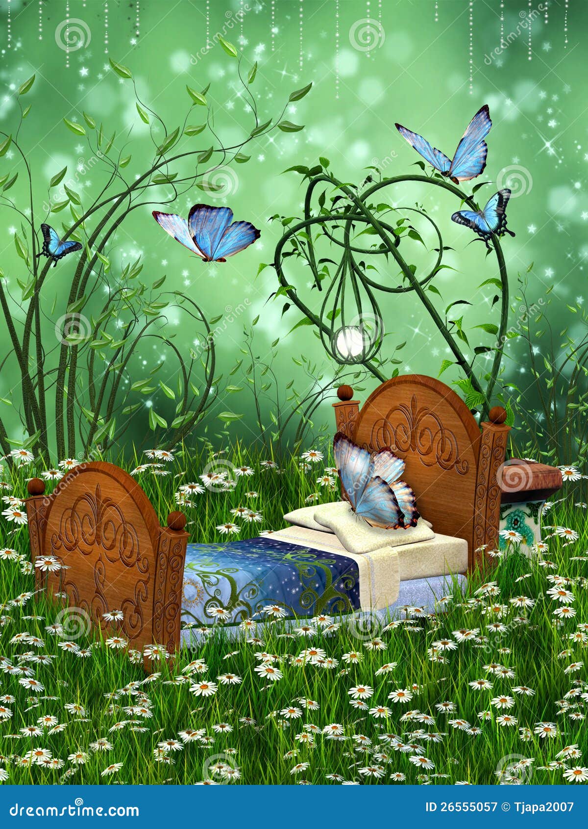 Baby cradle fantasy stock illustration. Illustration of nature - 26555057