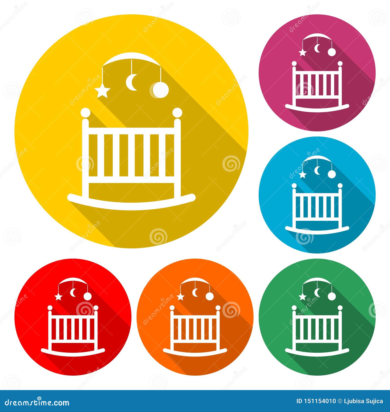 Baby Cradle Flat Icon - Illustration Stock Illustration - Illustration ...