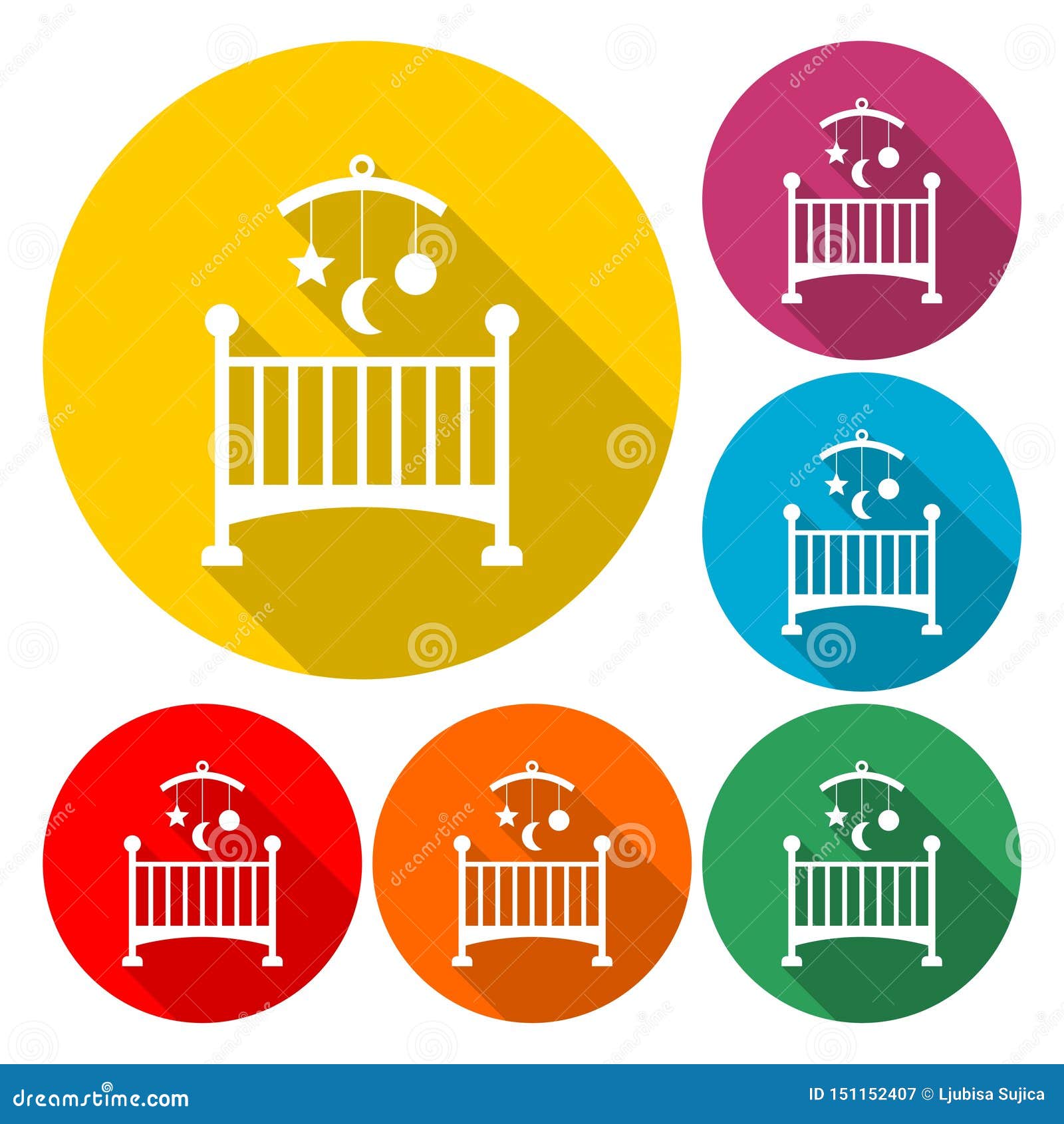 Baby Cradle Flat Icon - Vector Illustration Stock Vector - Illustration ...