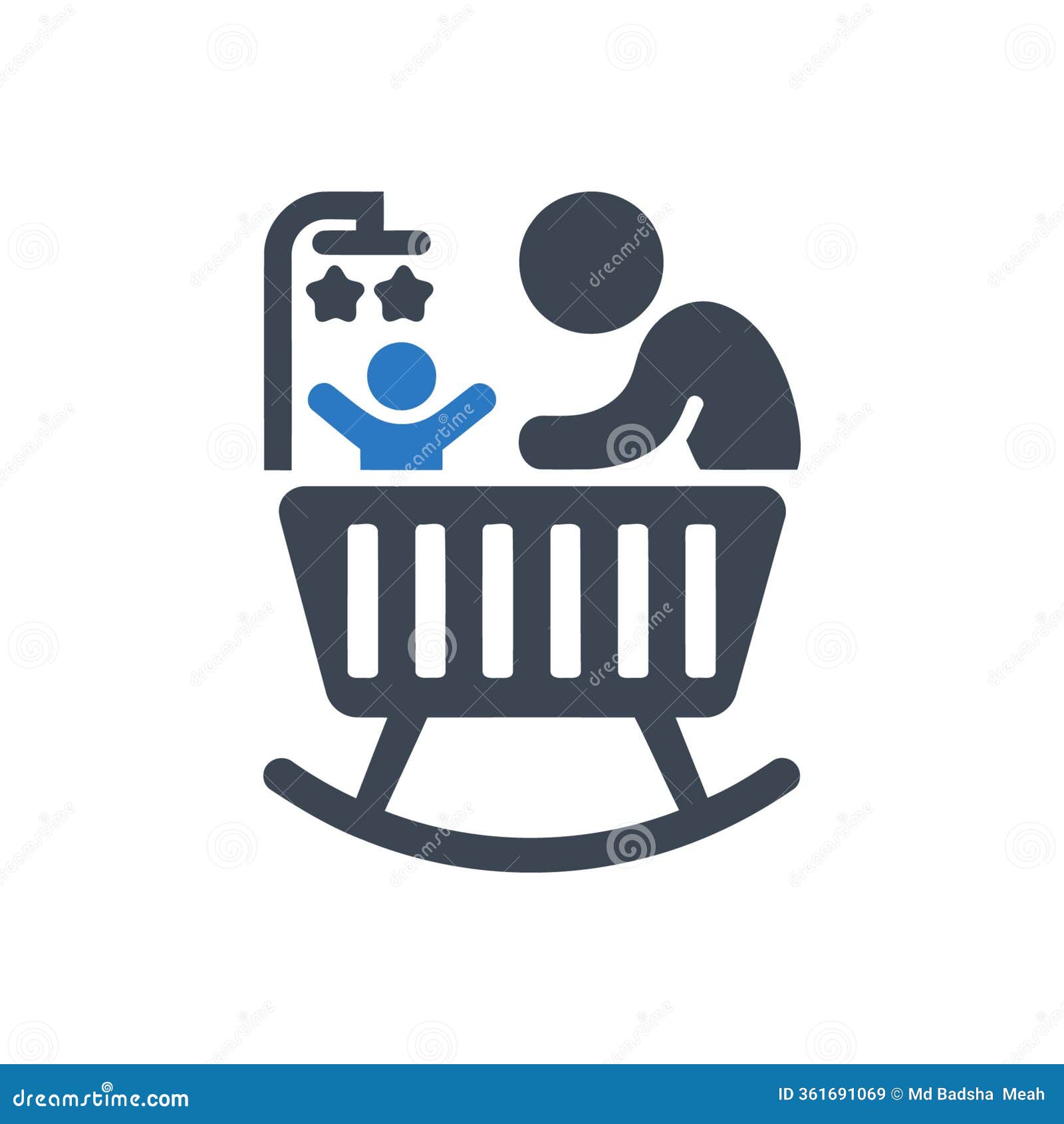 Baby Cradle Vector Icon Newbord. Child Bed Care Cartoon Cute White ...