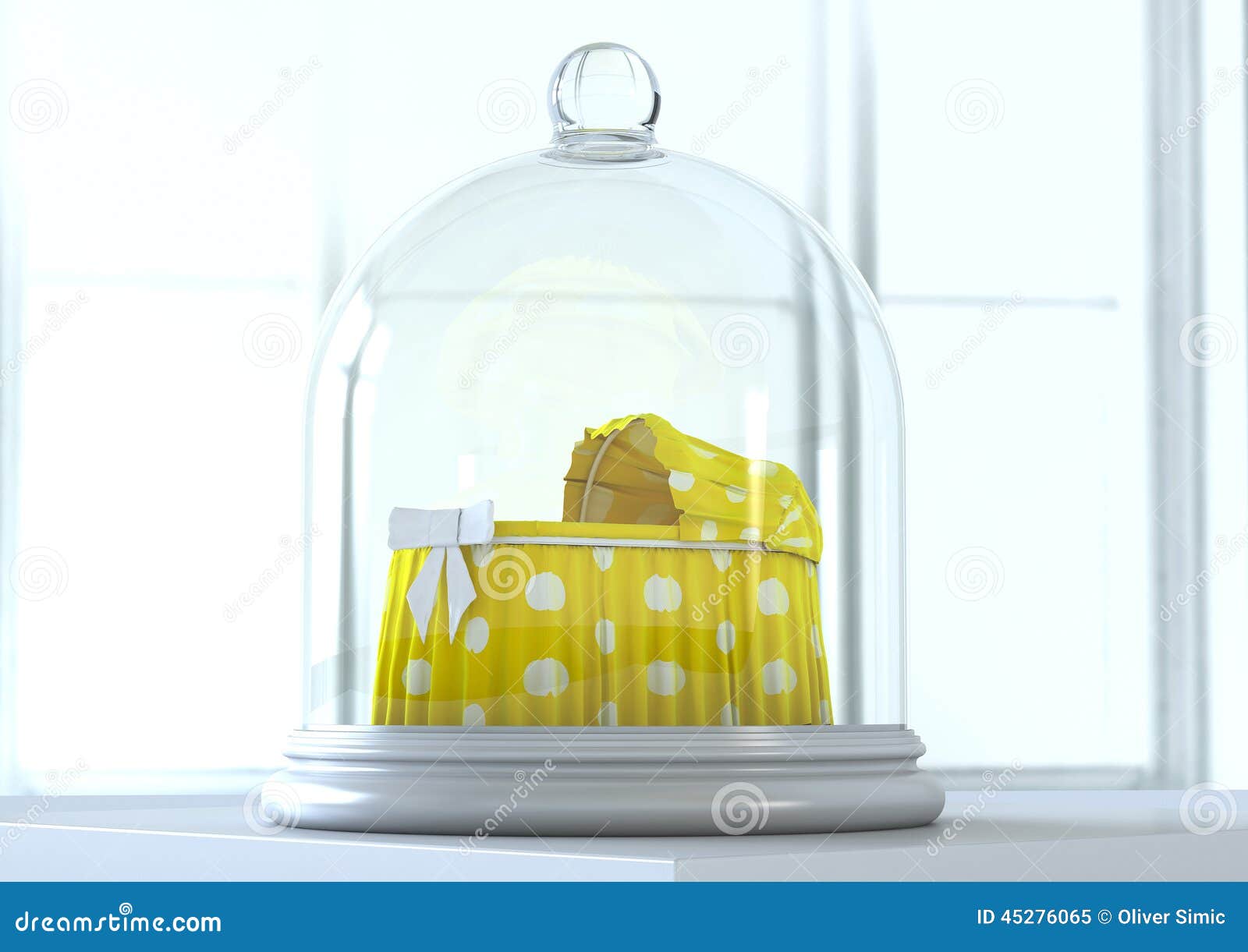 Baby Cradle Under Glass Bell Stock Illustration - Illustration of ...