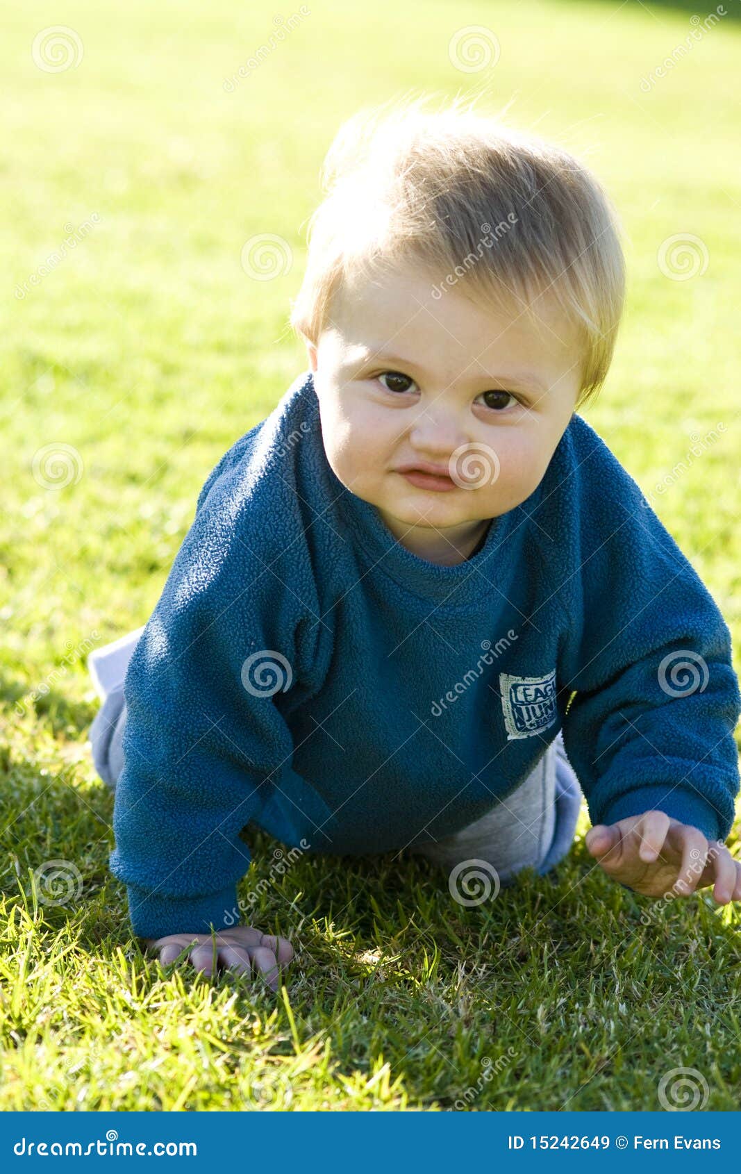 Baby crawling stock image. Image of boys, crawl, green - 15242649