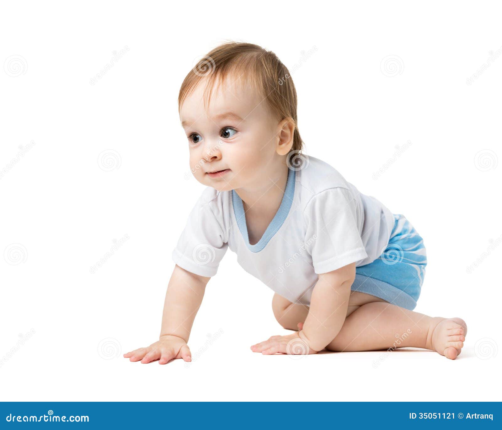 Baby Crawling with Curiosity Stock Image - Image of childhood, eyes ...