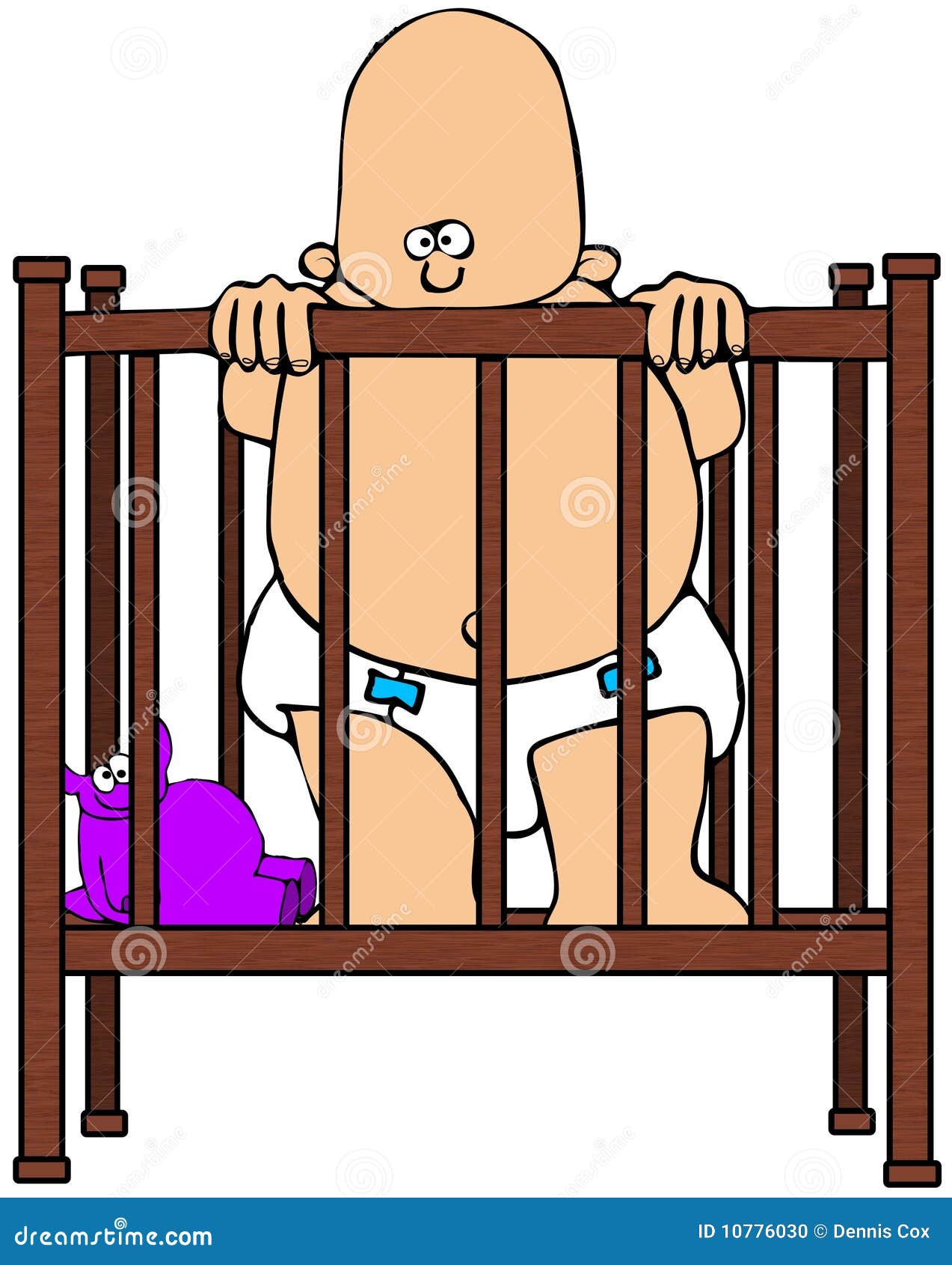 Baby in a Crib stock illustration. Illustration of diaper - 10776030
