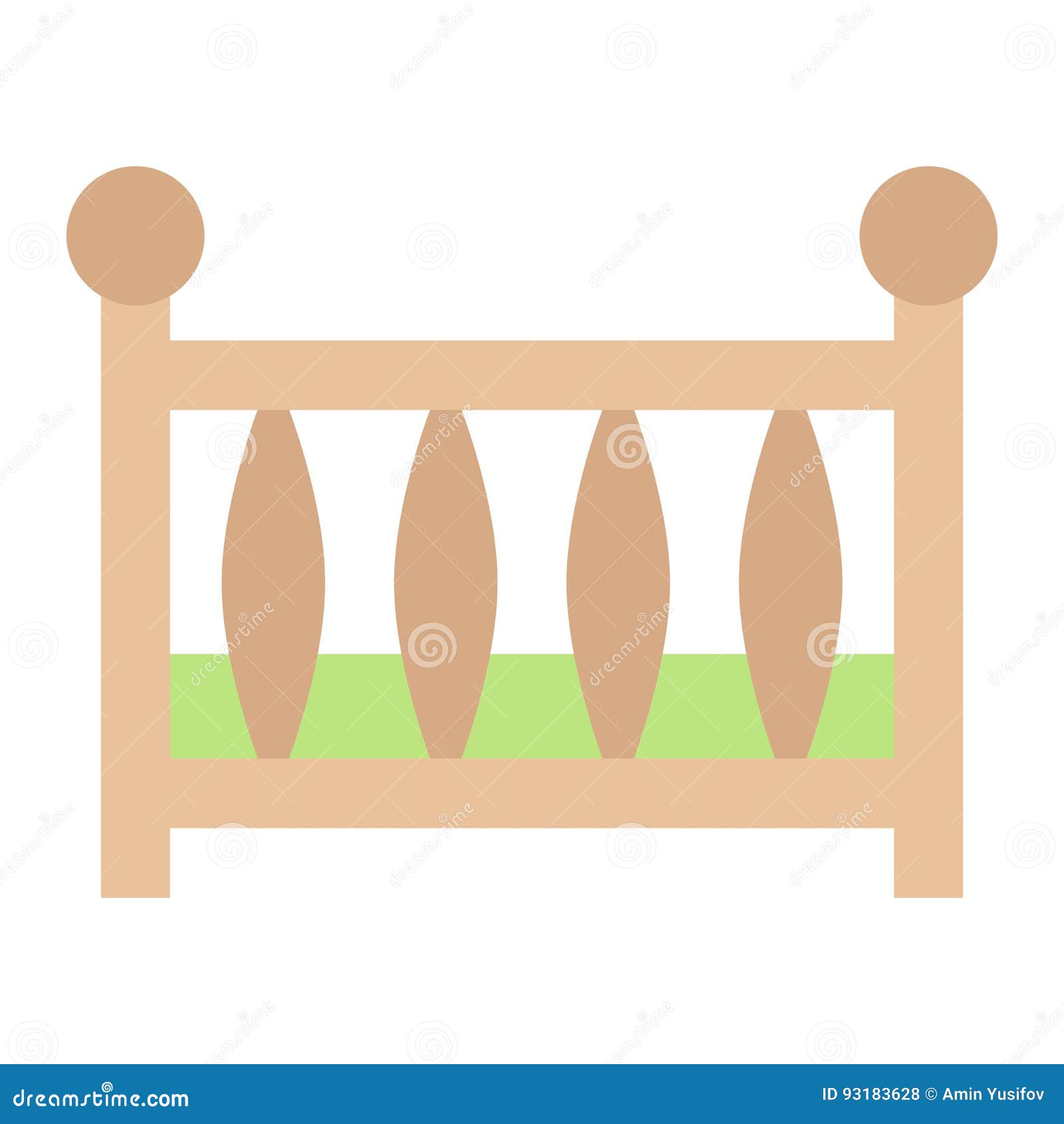 Cot Crib In Flat Design. Vector Cartoon Illustration. | CartoonDealer ...