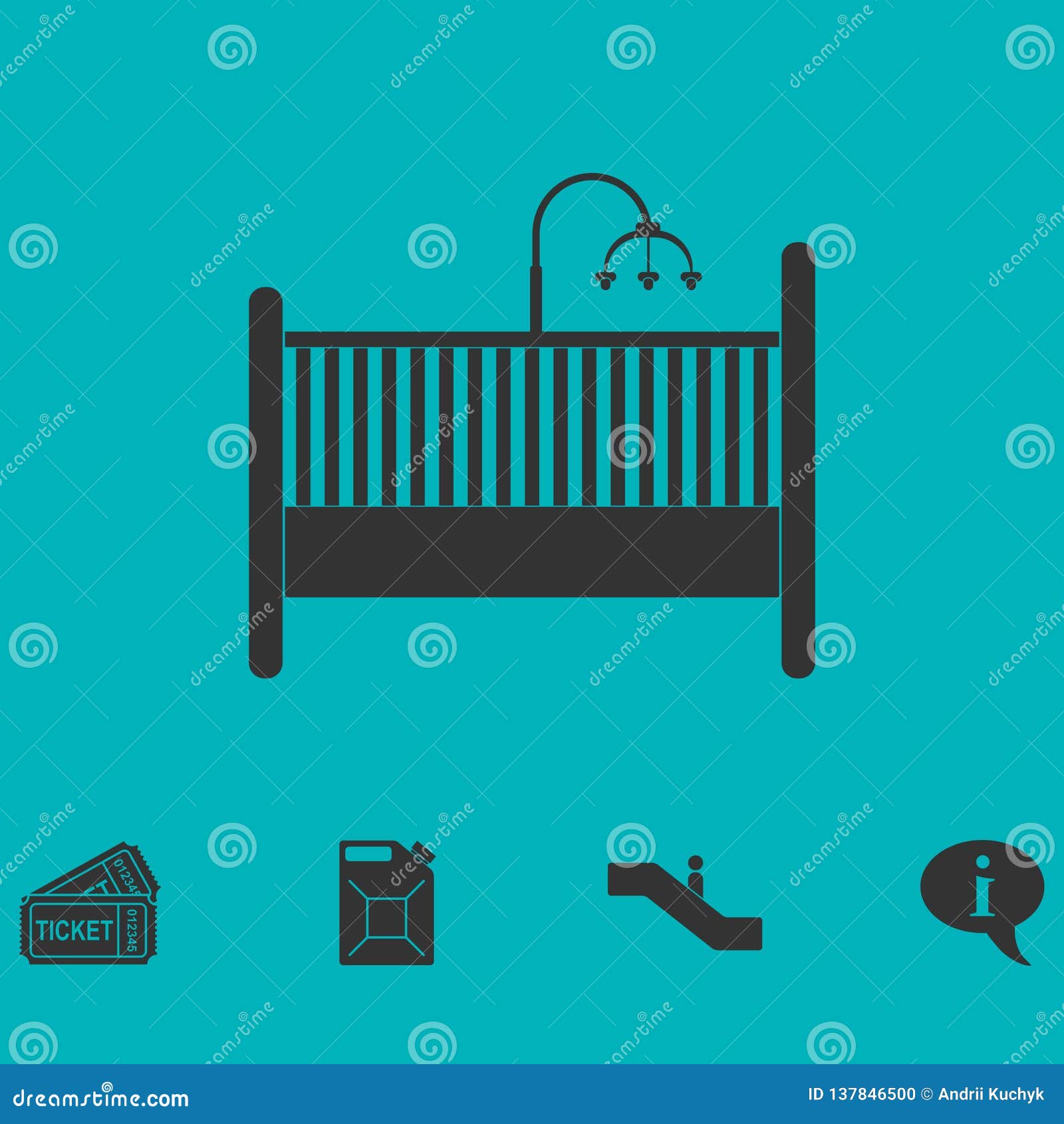 Baby crib icon flat stock vector. Illustration of graphic - 137846500