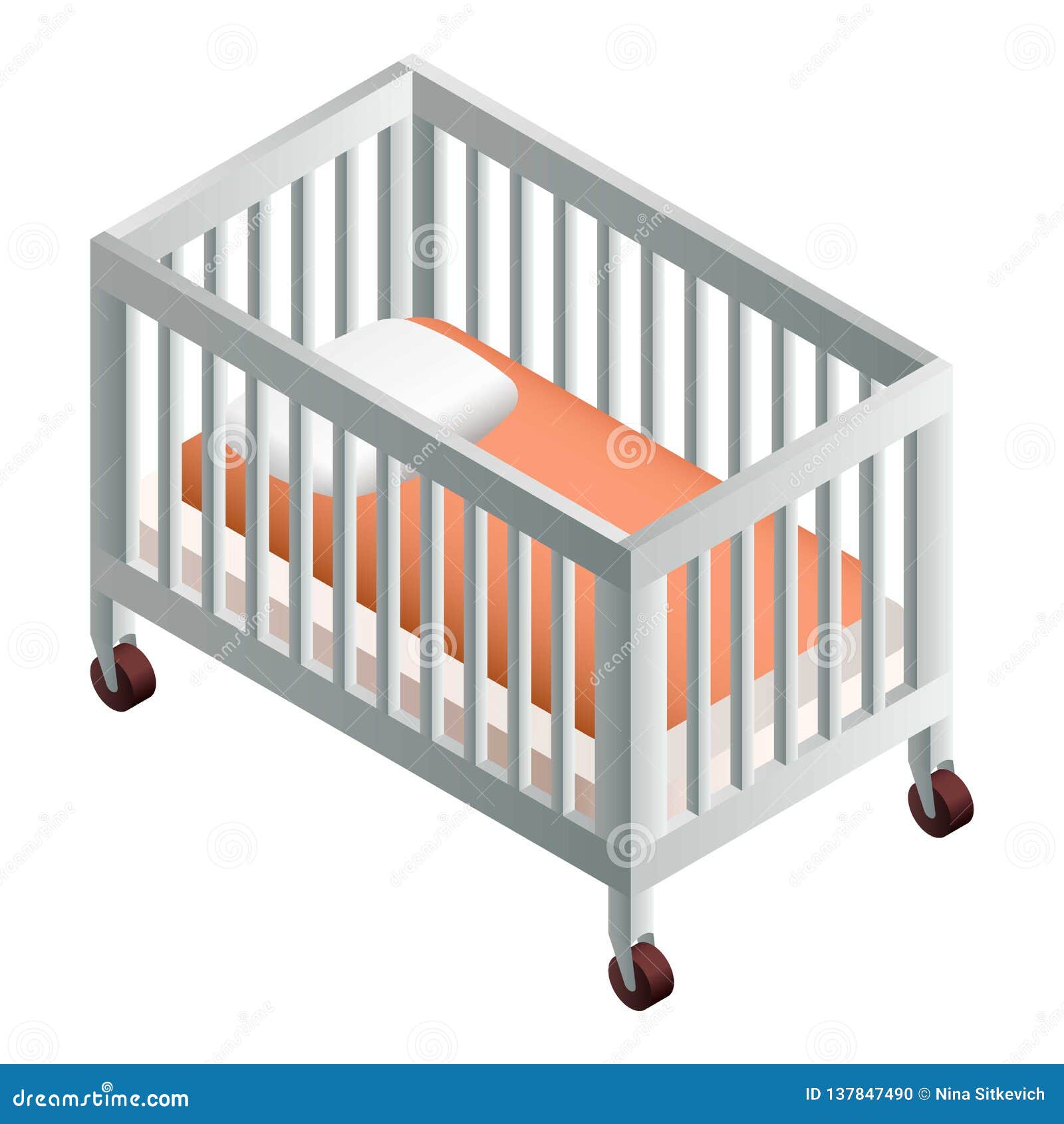 Baby Crib Icon, Isometric Style Stock Vector - Illustration of heart ...