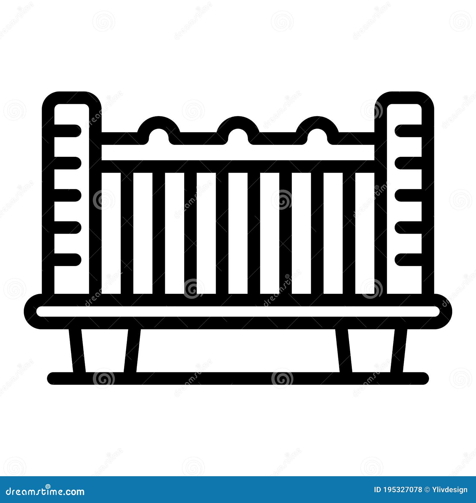 Baby Crib Icon, Outline Style Stock Vector - Illustration of birthday ...