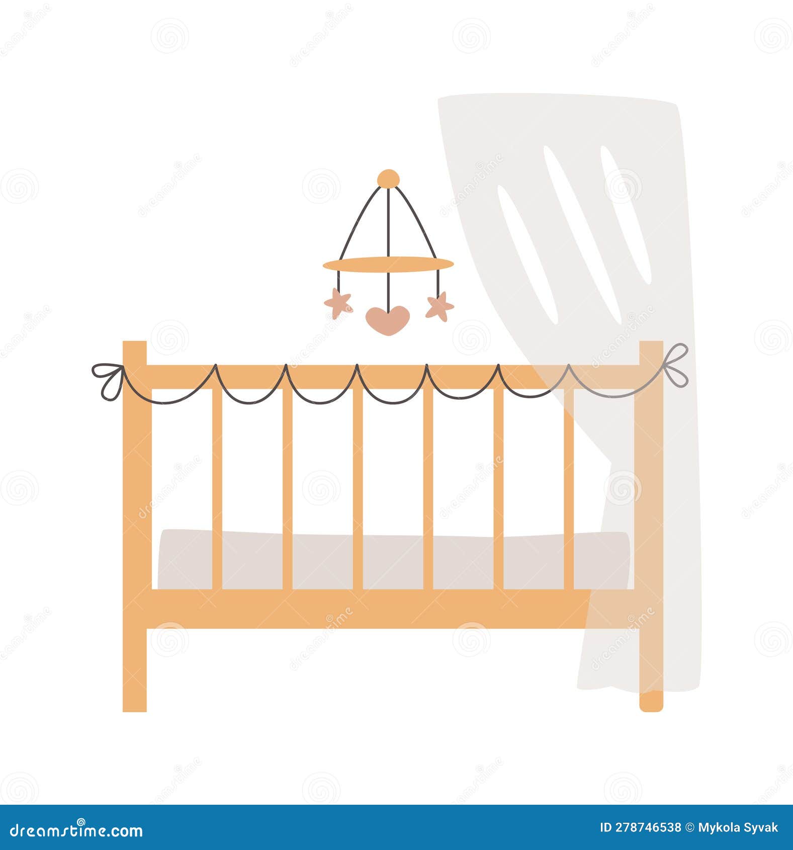 Baby Crib with Mobile stock vector. Illustration of handmade - 278746538