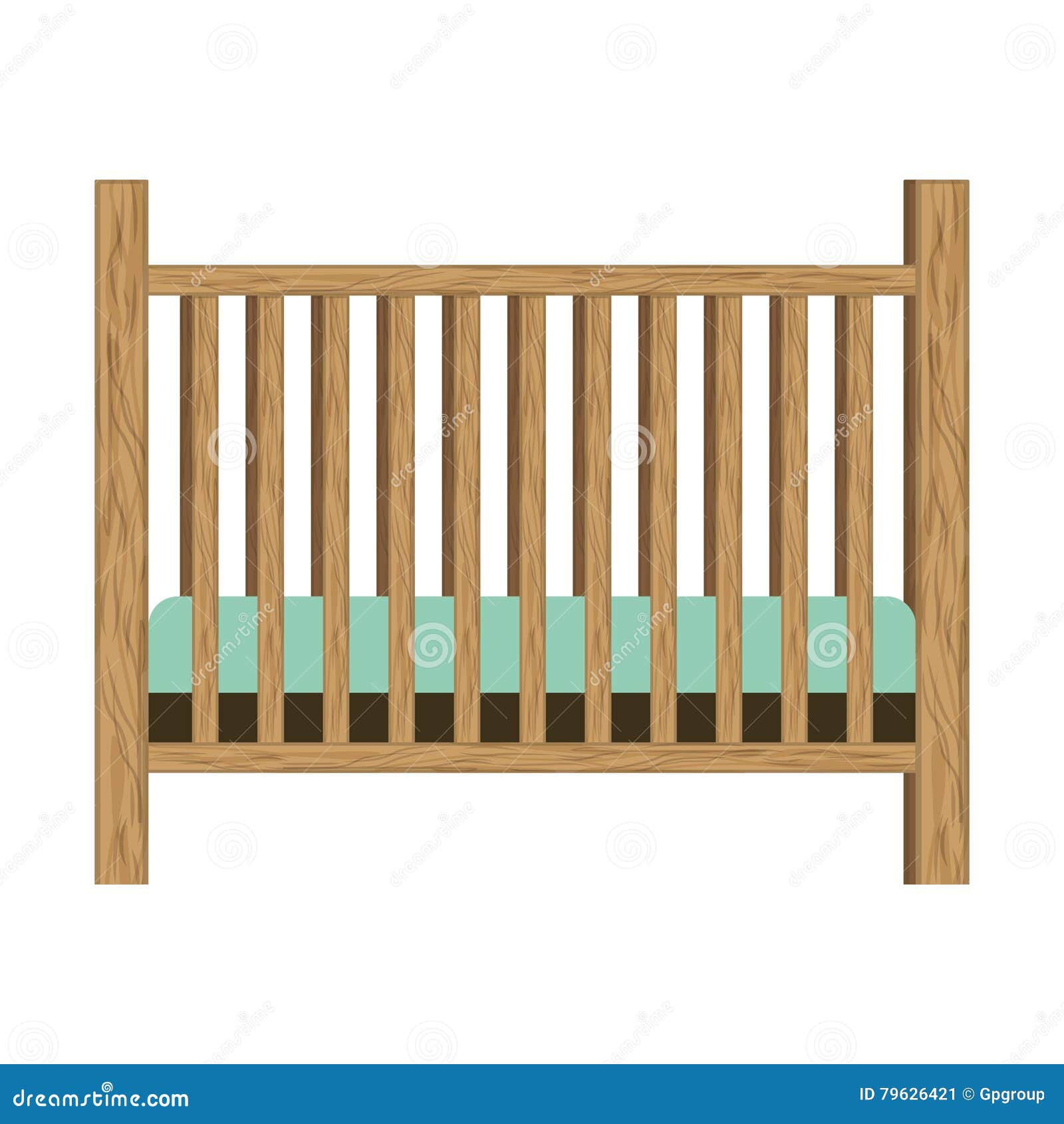 Baby Crib with Wood Railing Stock Vector - Illustration of cradle ...