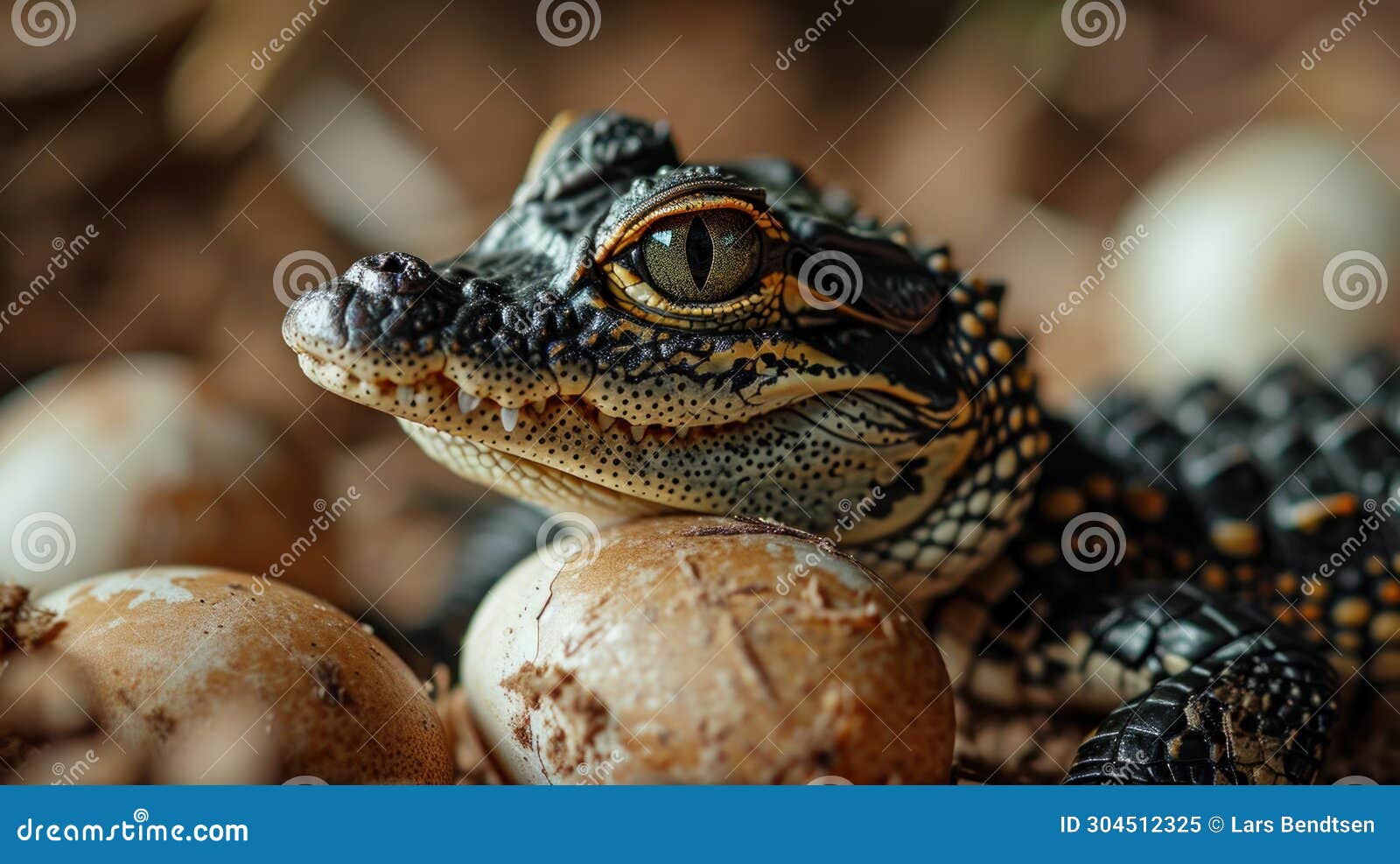 Baby Crocodiles Hatching from Eggs - AI Generated Stock Illustration ...
