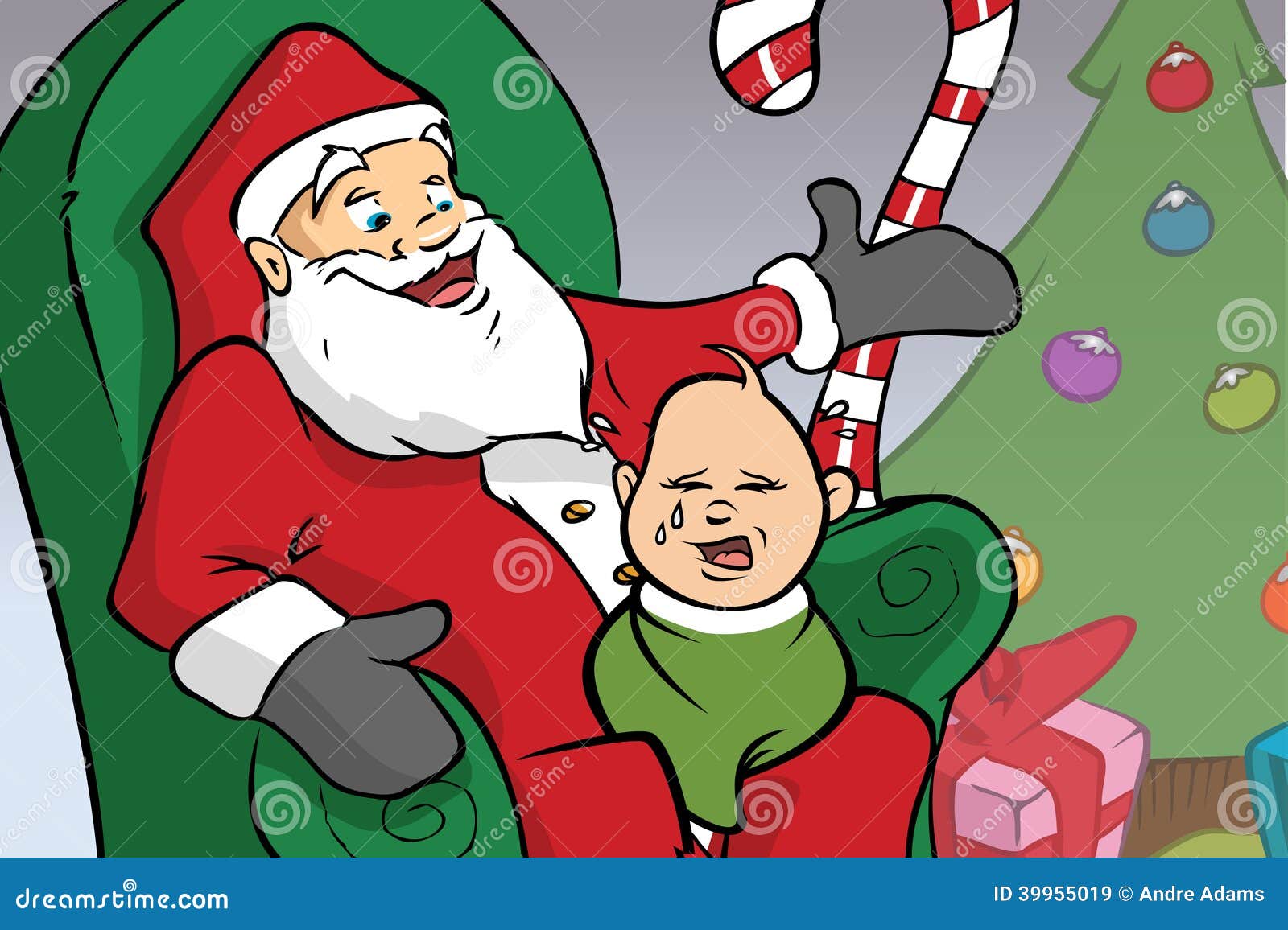 Baby crying Santa stock vector. Illustration of scared - 39955019
