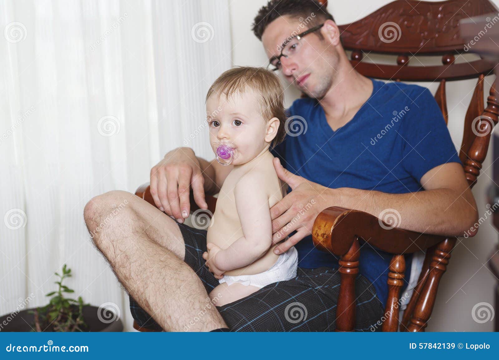 Baby with Dad Relax on the Chair Stock Image - Image of caucasian, room ...