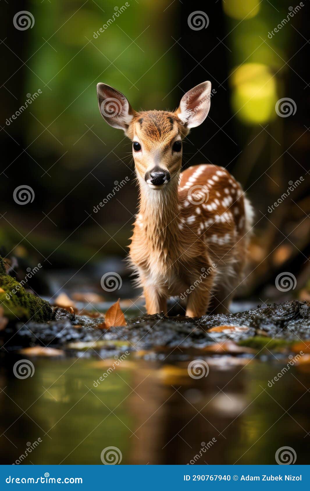 A Baby Deer Standing in Mud Stock Illustration - Illustration of ...