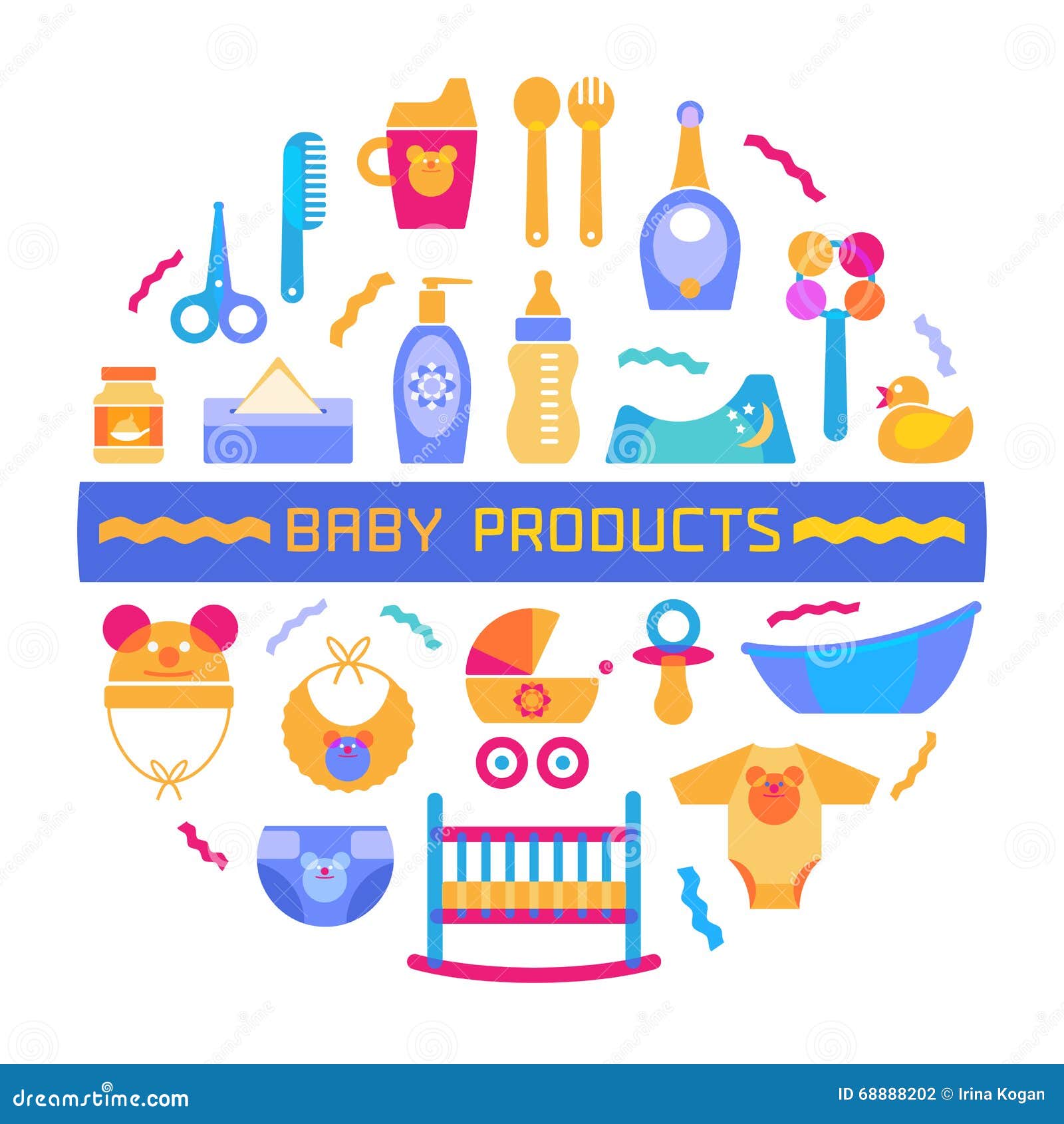Baby Design Element with Different Products Stock Vector - Illustration ...