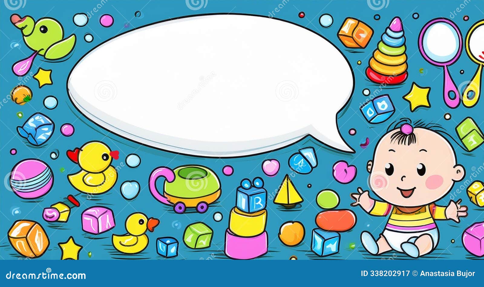 Cartoon Baby Talking with Text Bubble. Stock Illustration ...