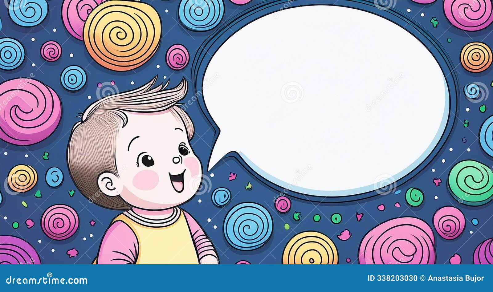 Cartoon Baby Talking with Text Bubble. Stock Illustration ...