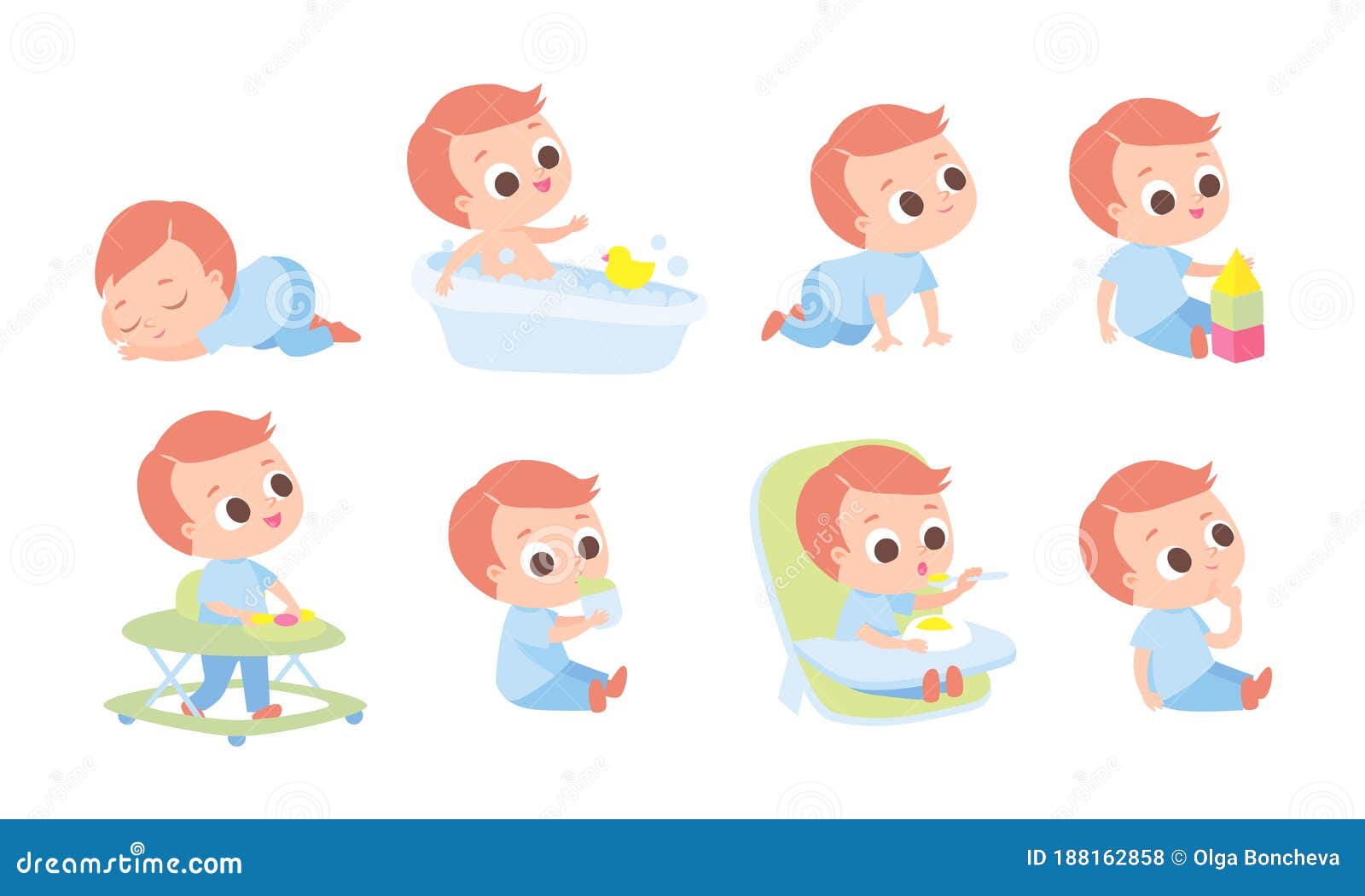 Baby Development, Baby Growth Stages Vector Illustration ...