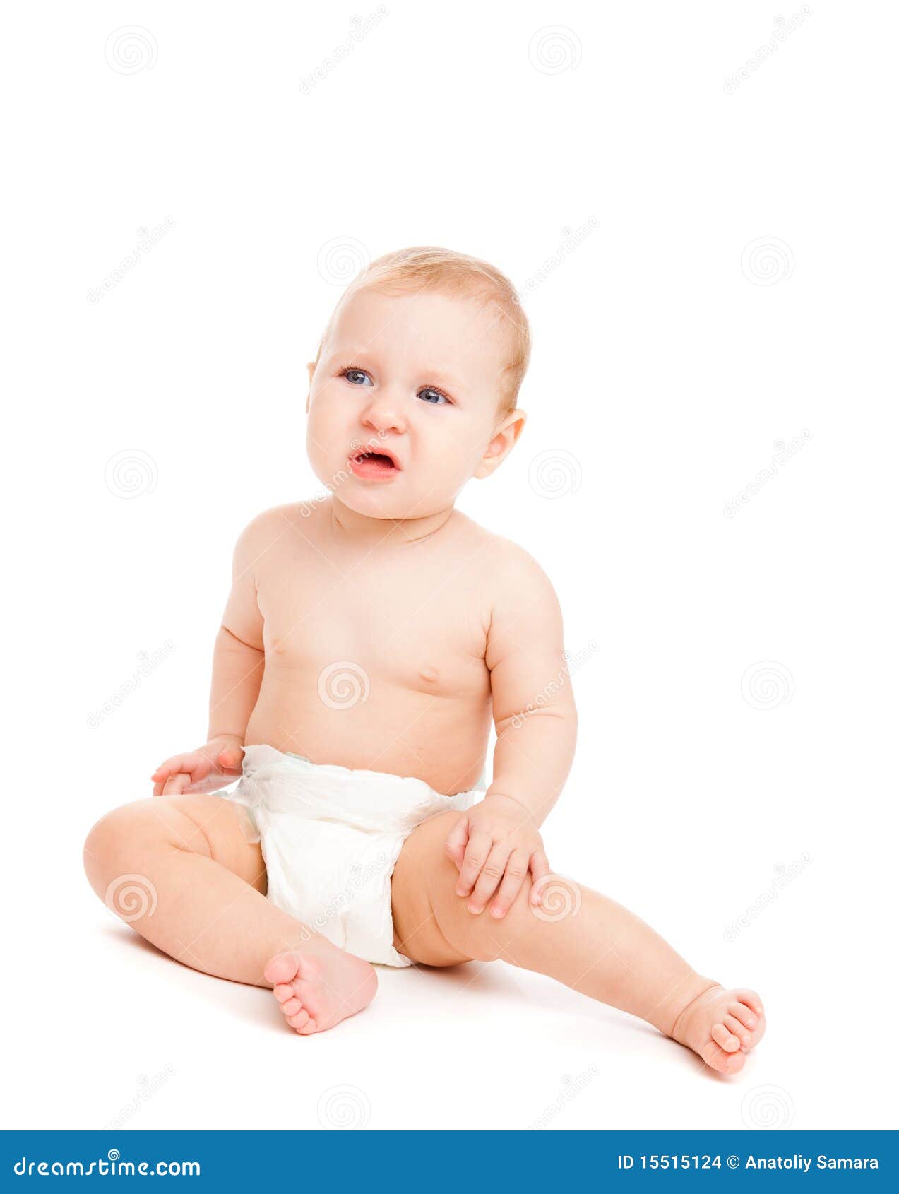 Baby in diaper stock photo. Image of looking, person - 15515124