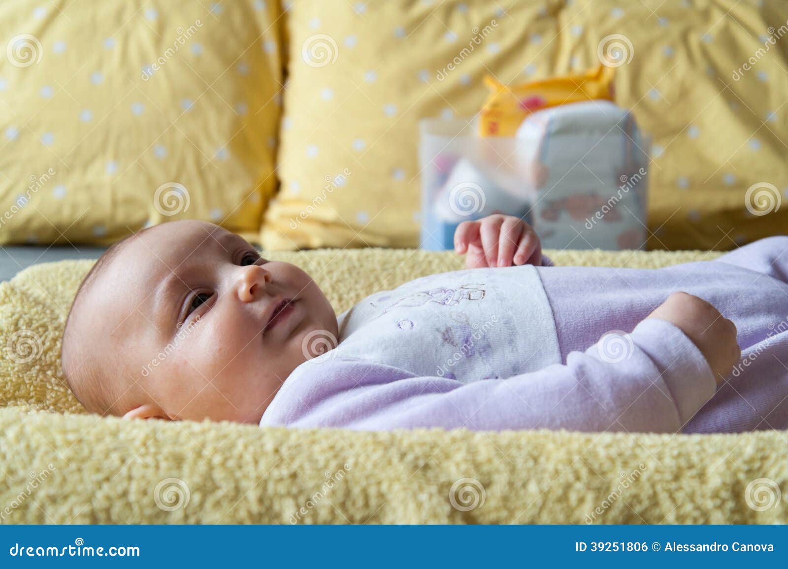 Baby on the changing table stock photo. Image of indoor - 39251806