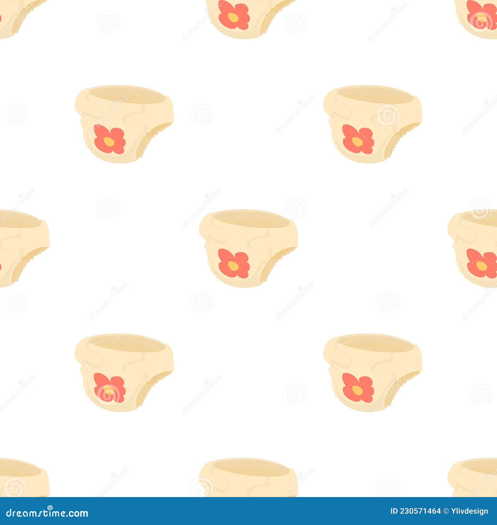 Baby Diaper with Flower Pattern Seamless Vector Stock Vector ...