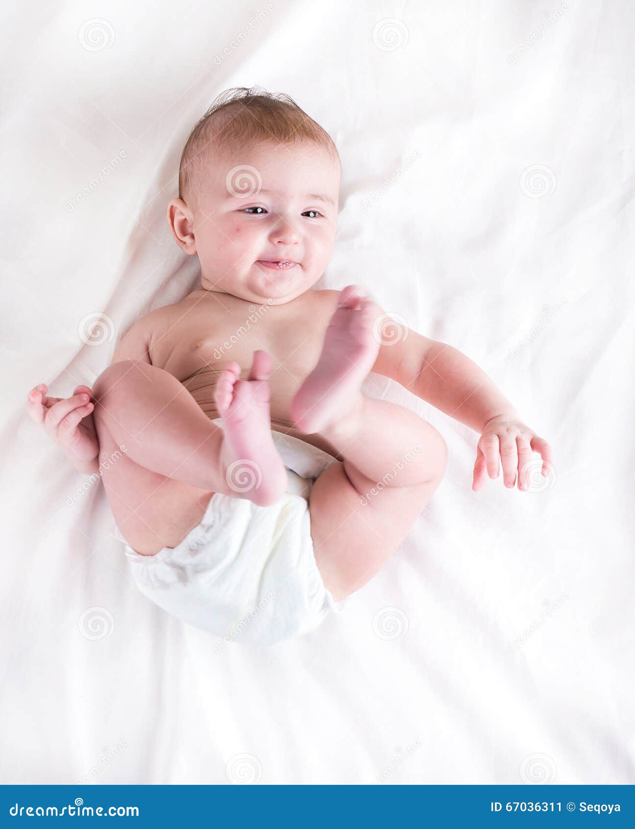 Baby in Diaper on a White Background Stock Image - Image of cute, soft ...