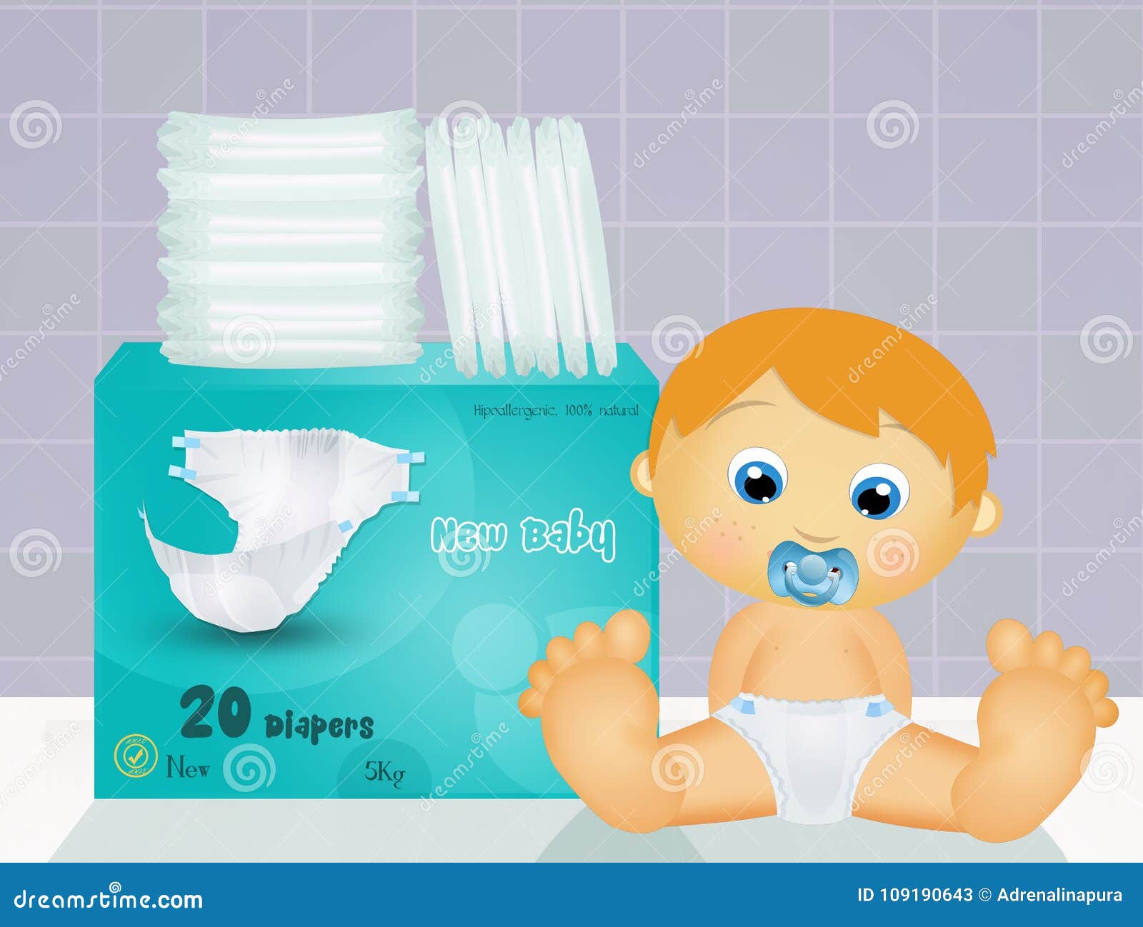 A Row Of Baby Diapers Hanging From A Clothes Line. Generative AI Image ...