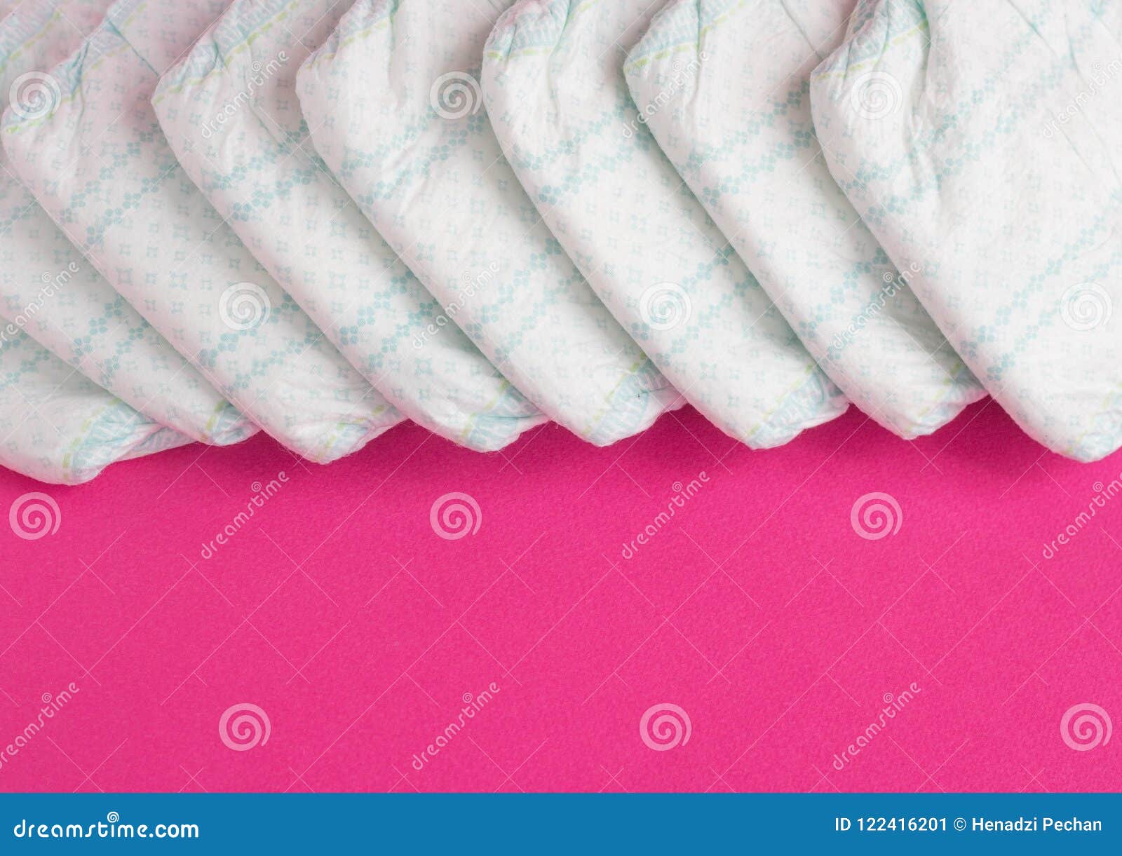 Baby Diapers on a Pink Background, Diaper Stock Image - Image of body ...