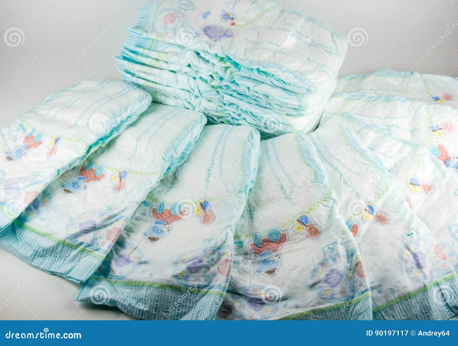 Baby Diapers on a White Background Stock Image - Image of baby ...